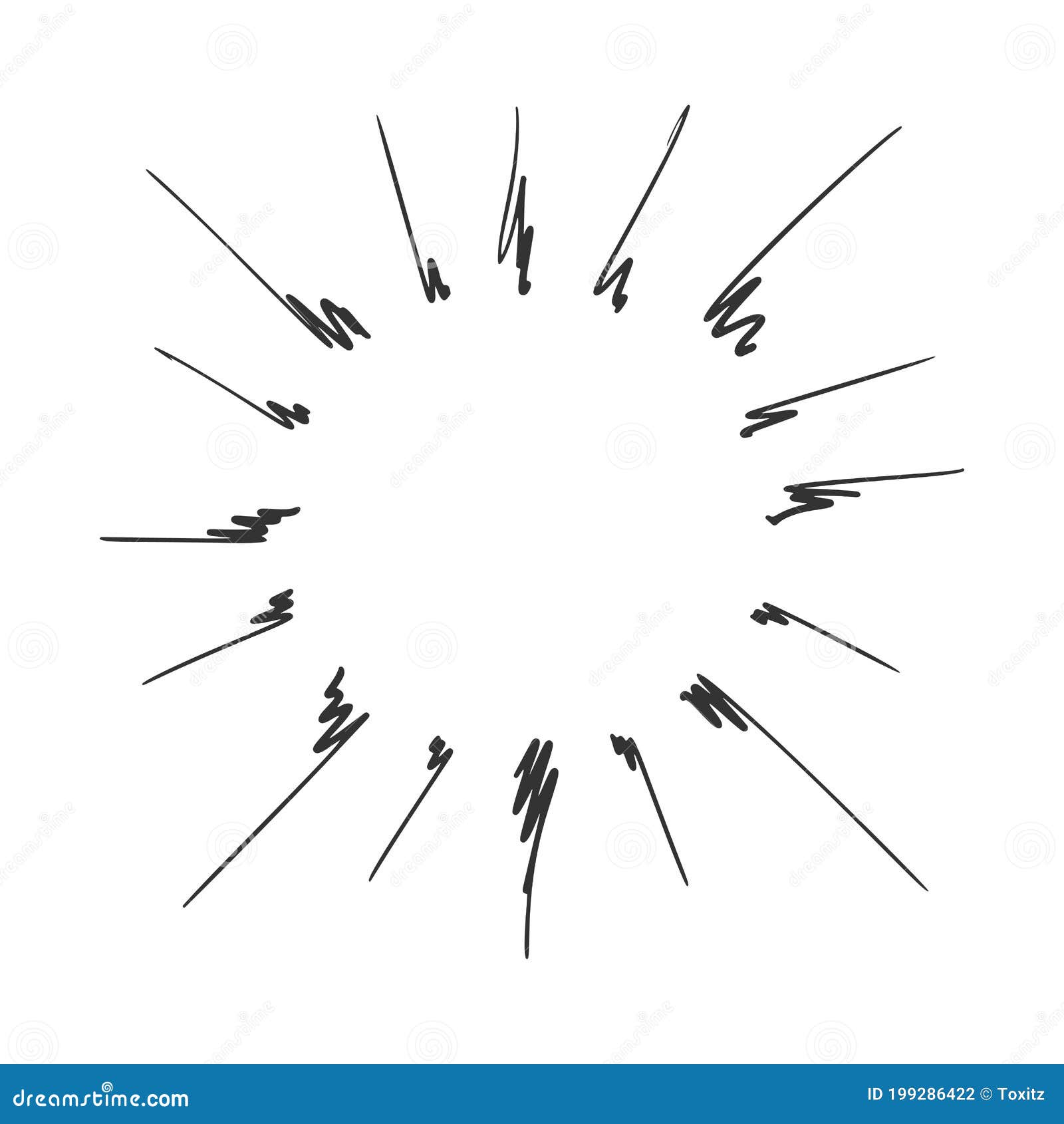 Hand Drawn Vector of Sunburst Template, Isolated on White Background ...