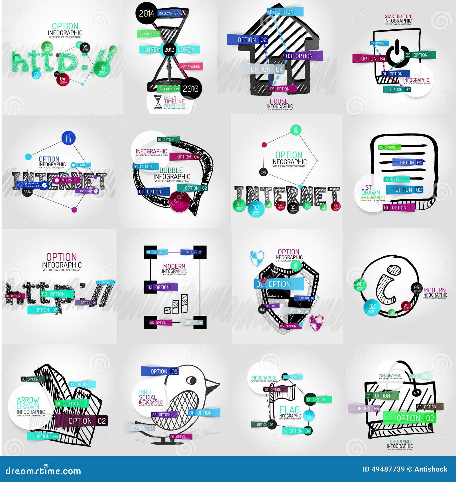 Hand-drawn Vector Symbols with Infographic Stock Vector - Illustration ...