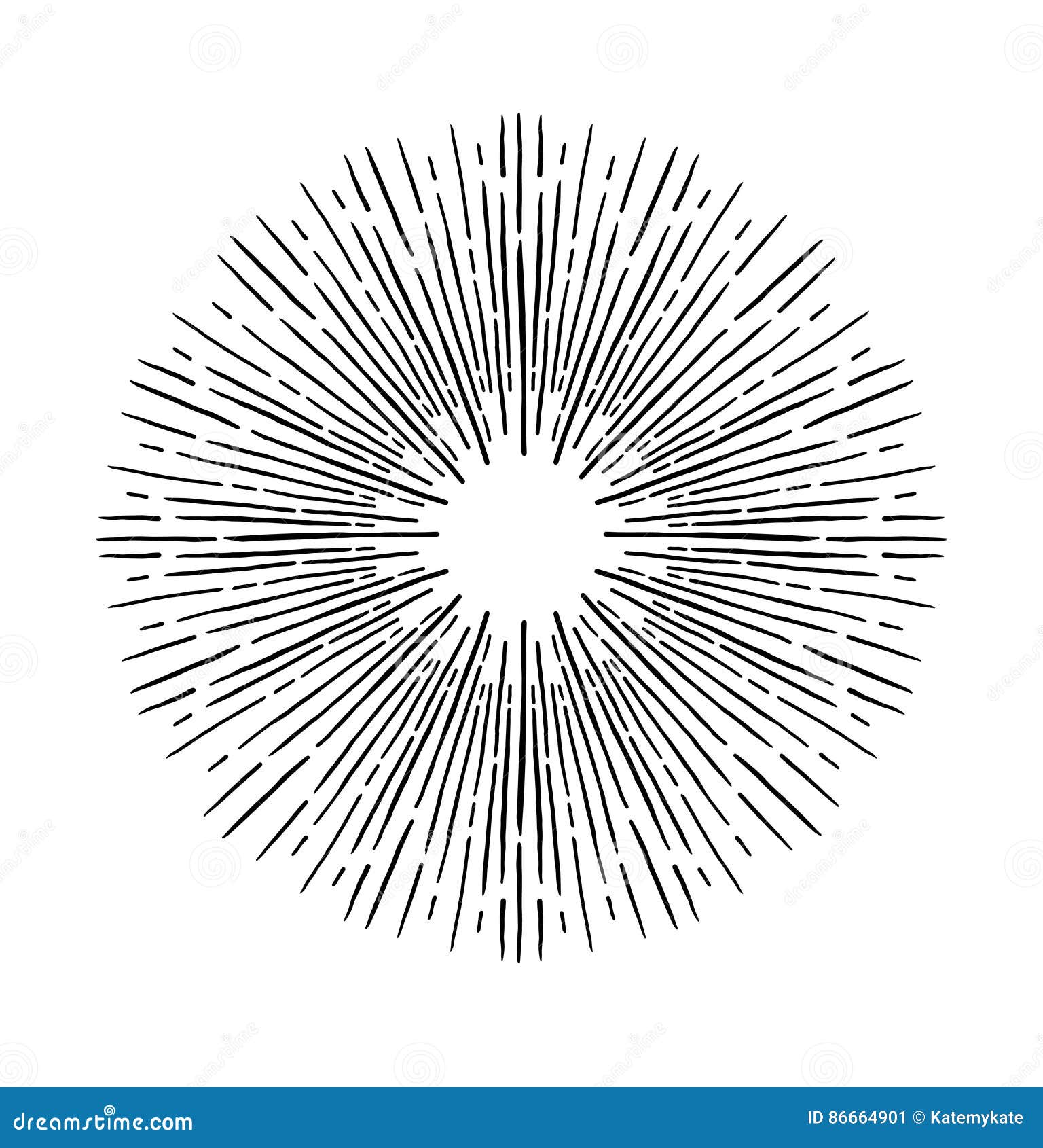 Hand Drawn Vector Vintage Elements - Sunburst Bursting Rays. Stock ...