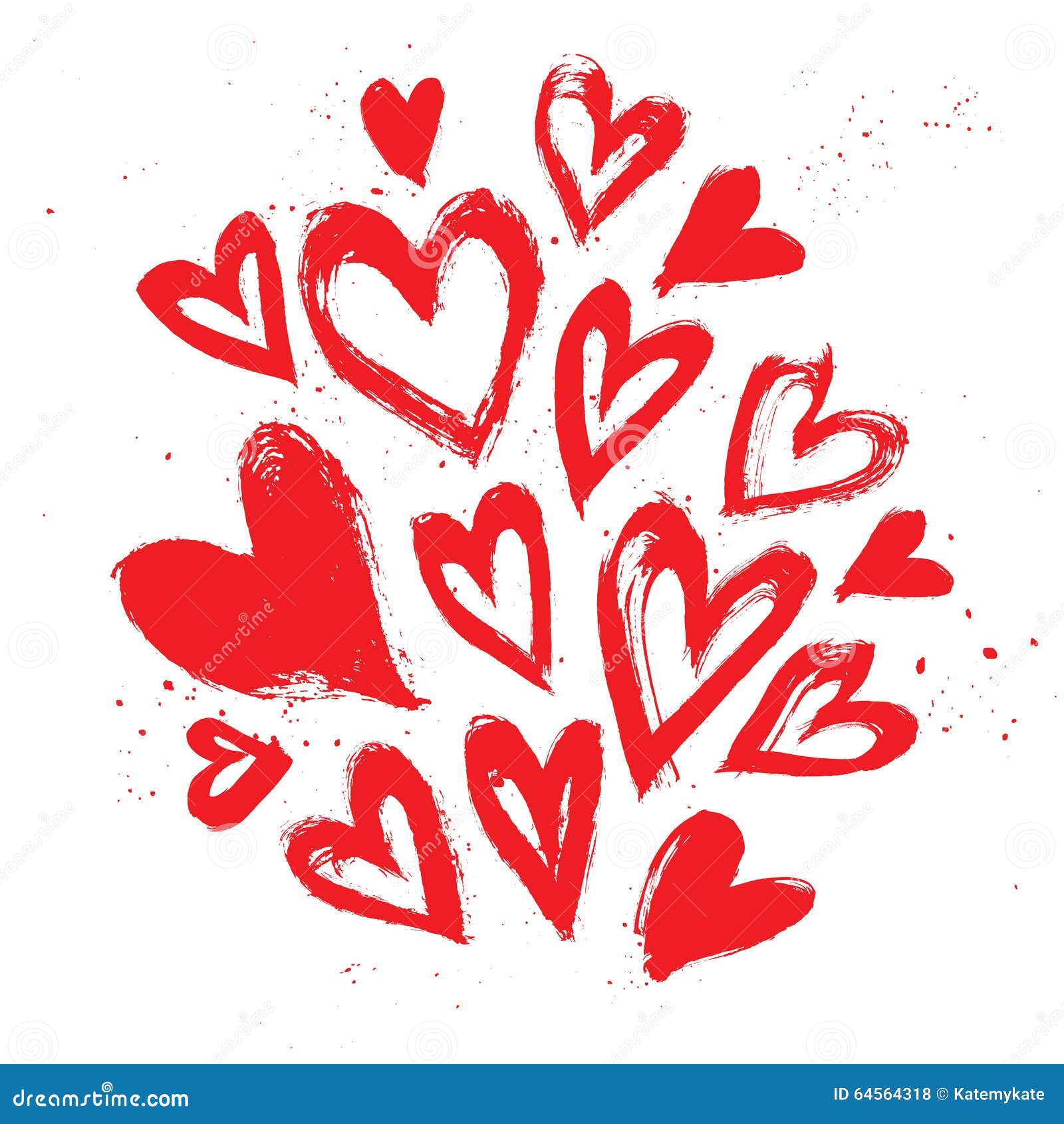 Hand Drawn Vector Vintage Texture. Collection with Ink Hearts Stock ...