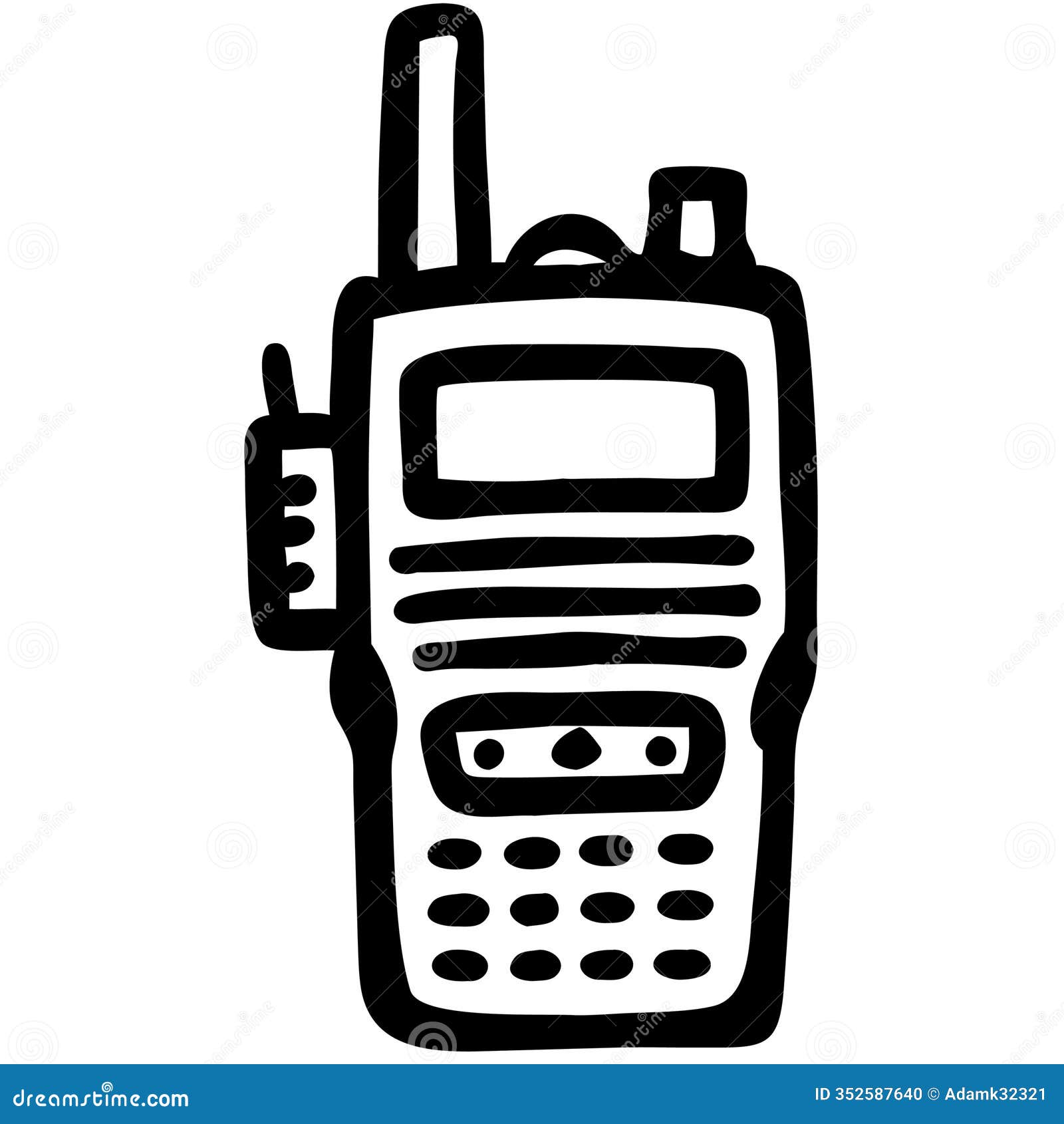 Hand Drawn Vector Walkie Talkie Communication Device for Digital and ...