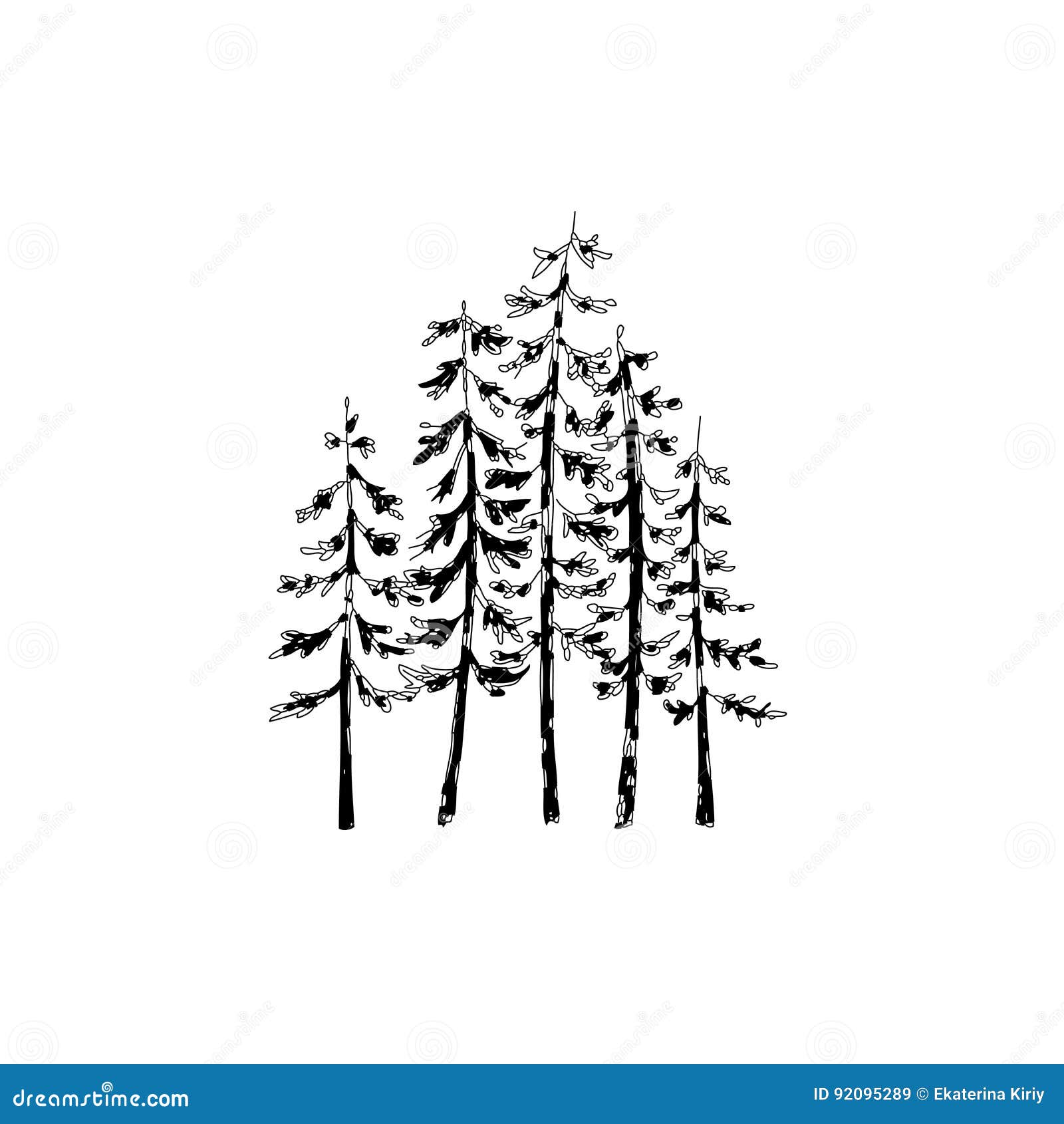 Hand Drawn Vector Wild Forest Illustration Stock Vector - Illustration ...