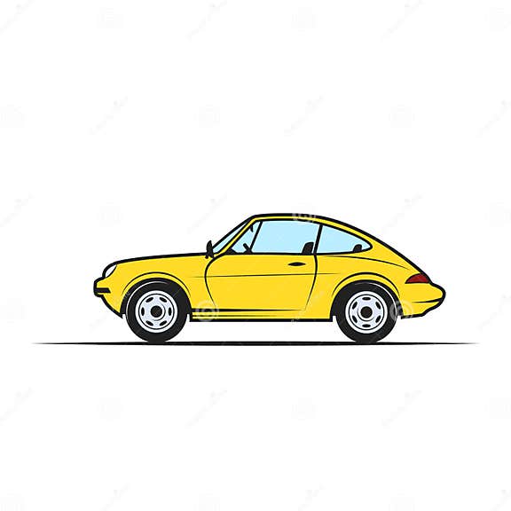 Hand-drawn Vector Yellow Car Stock Vector - Illustration of background ...