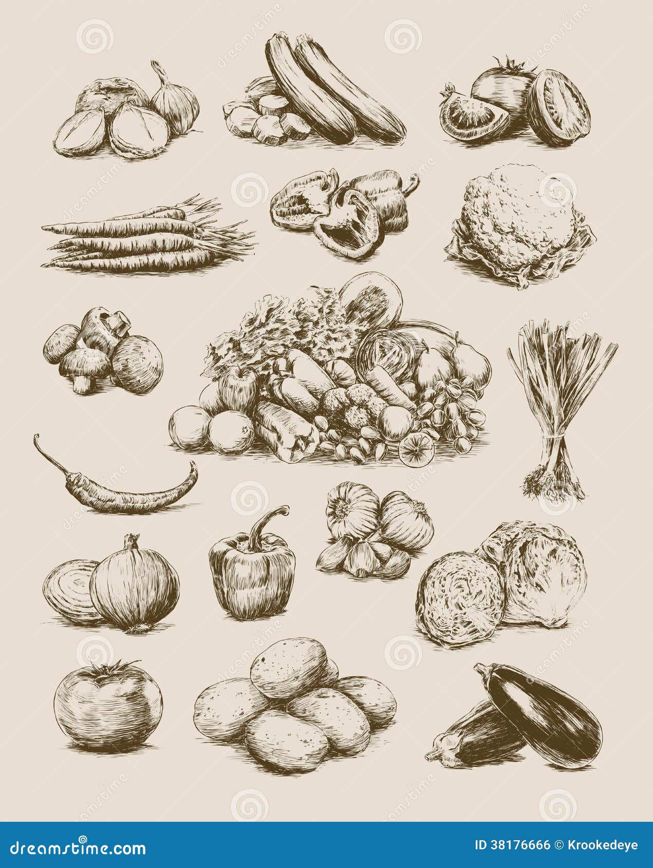 Hand Drawn Vegetables Set stock illustration. Illustration of icon ...