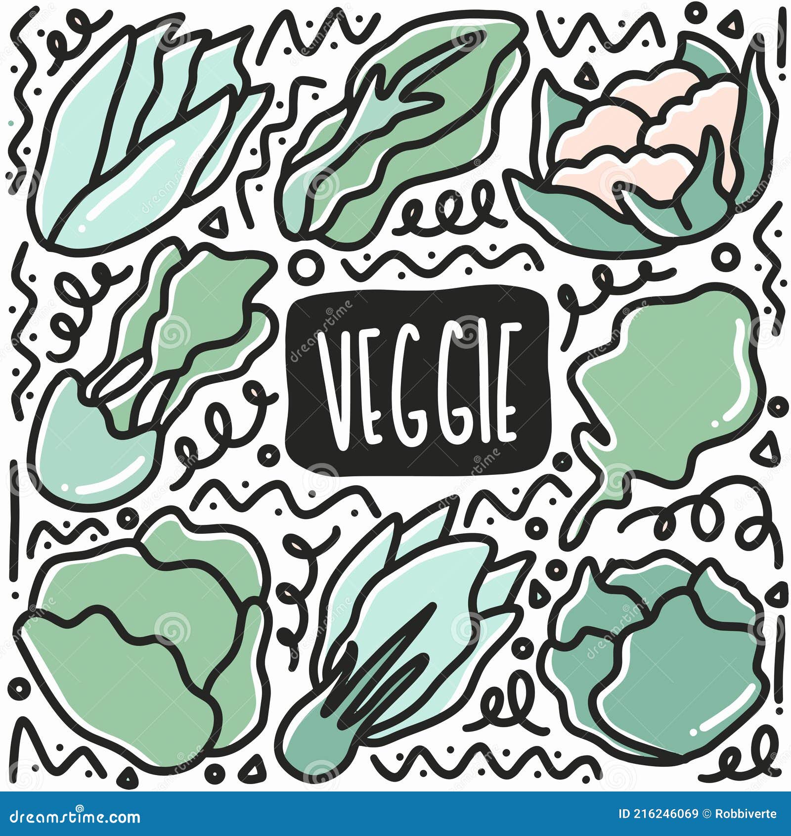Hand Drawn Veggie Doodle Set Stock Vector - Illustration of pattern ...