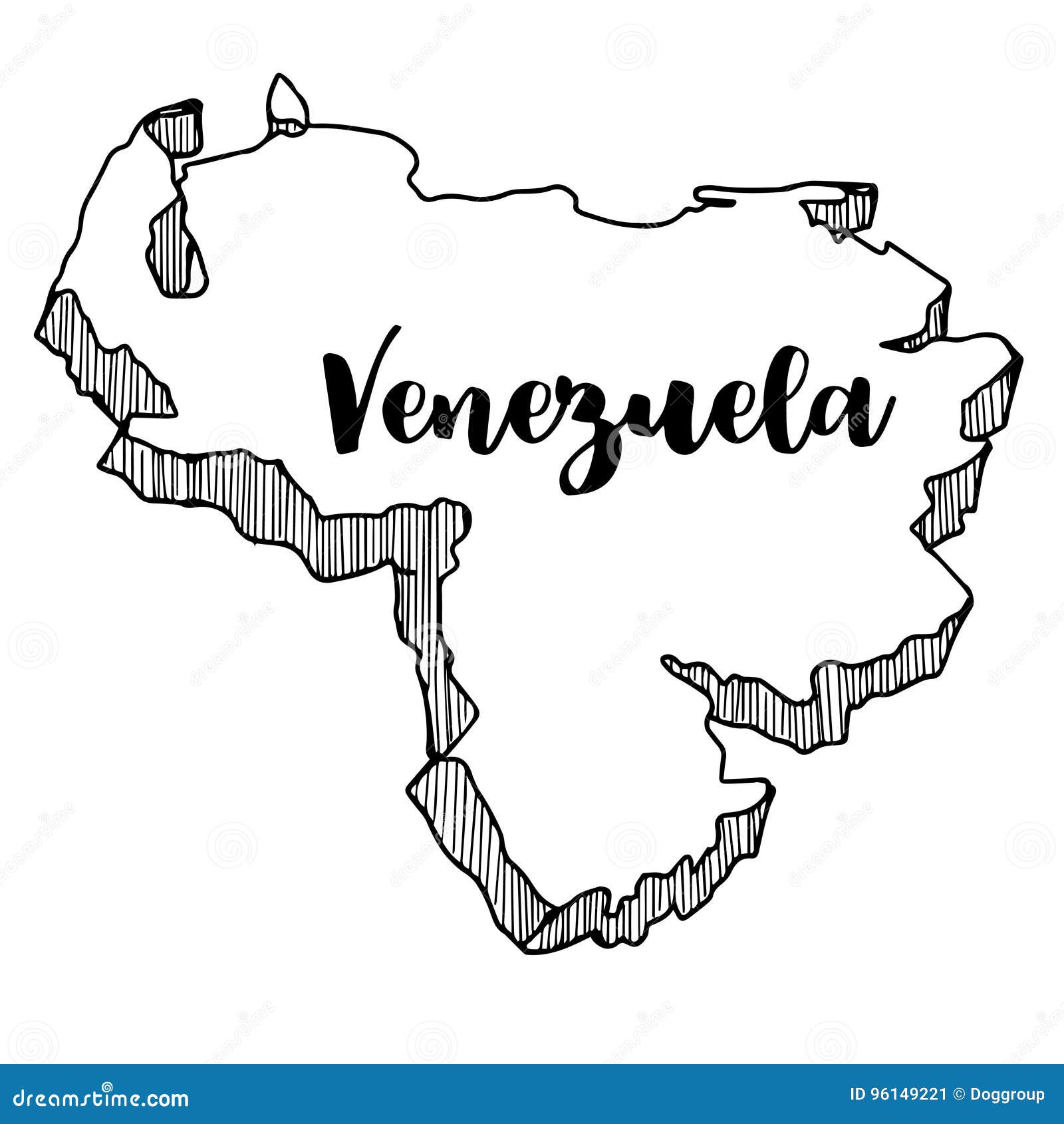 Hand Drawn of Venezuela Map, Illustration Stock Illustration ...