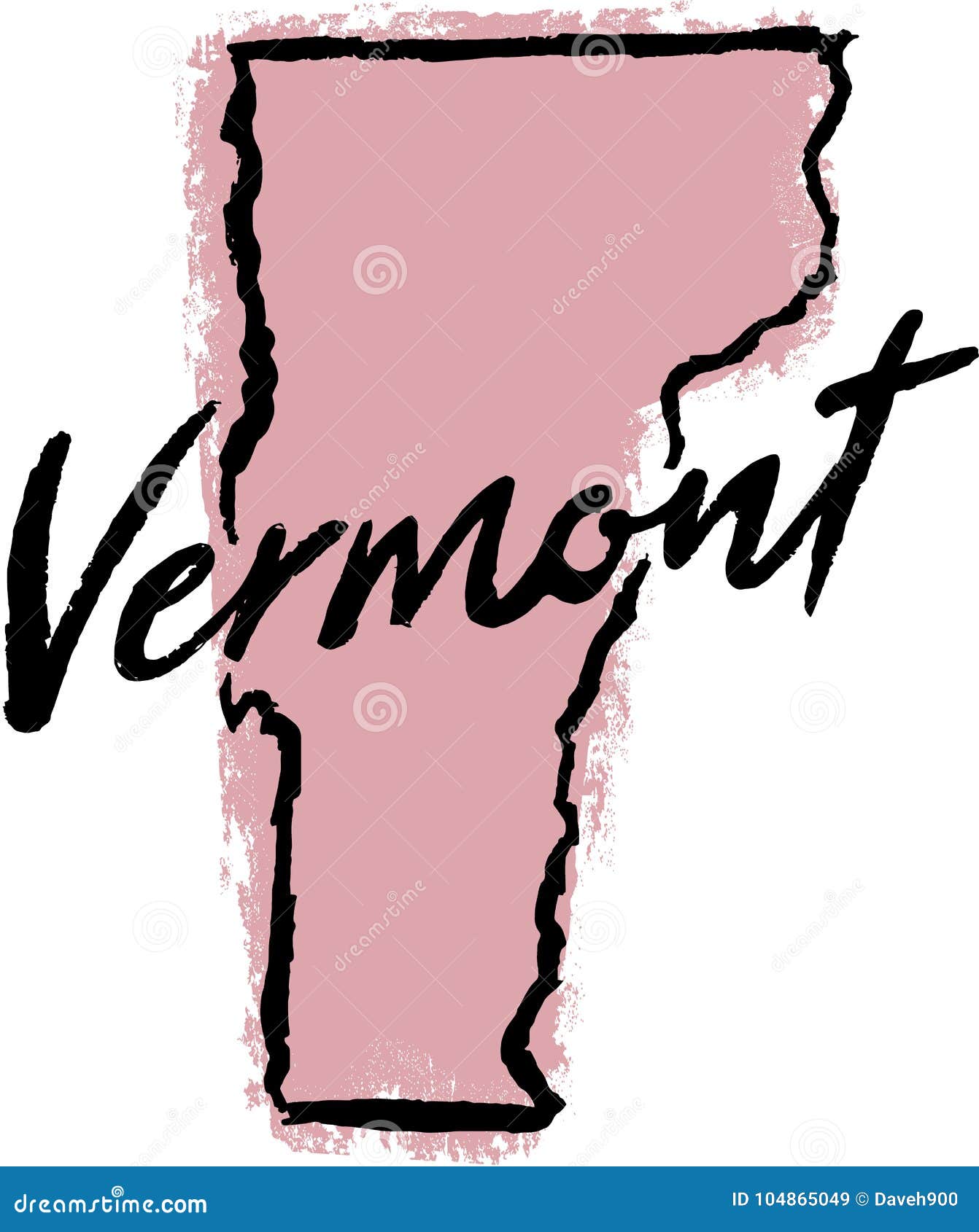 Vermont VT State Map USA. Black Silhouette And Outline Isolated Maps On ...