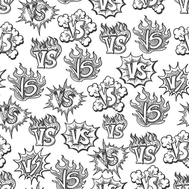 Hand Drawn Versus Seamless Pattern Stock Vector - Illustration of ...