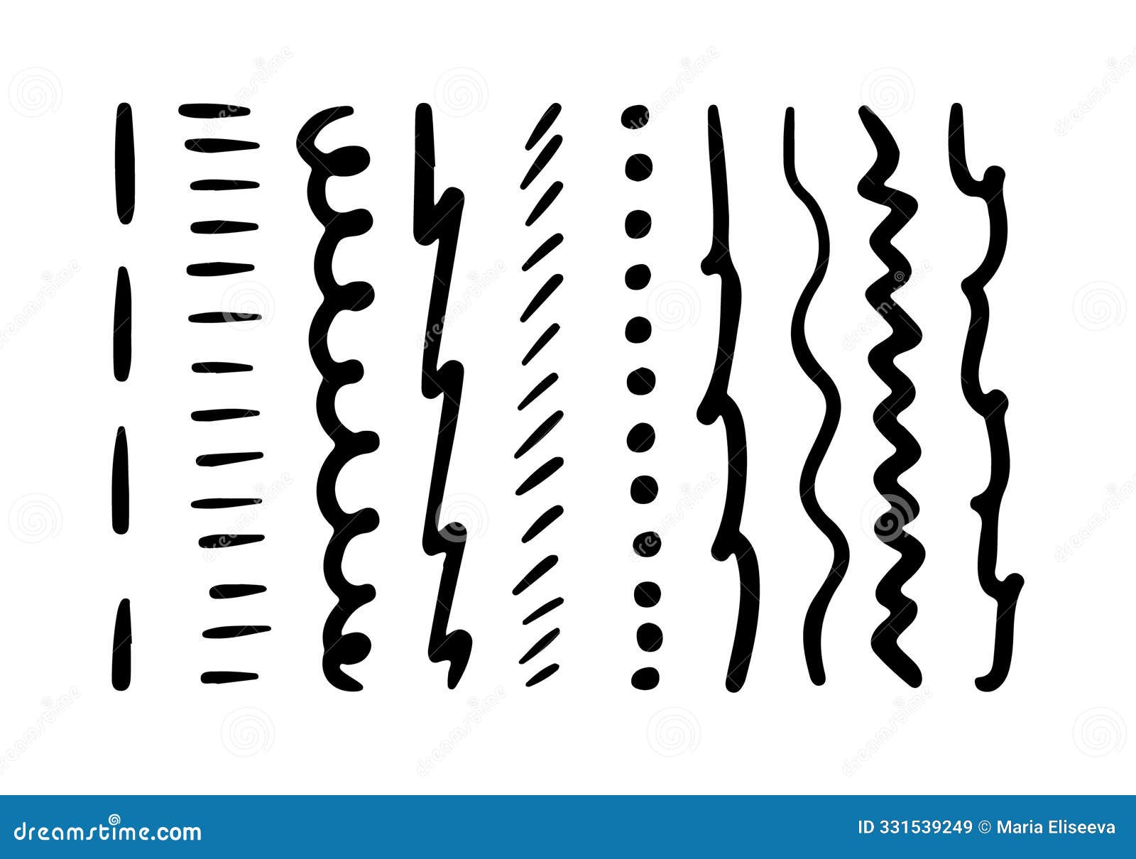 Hand Drawn Vertical Lines by Pen. Doodle Strokes, Underlines by Pencil ...
