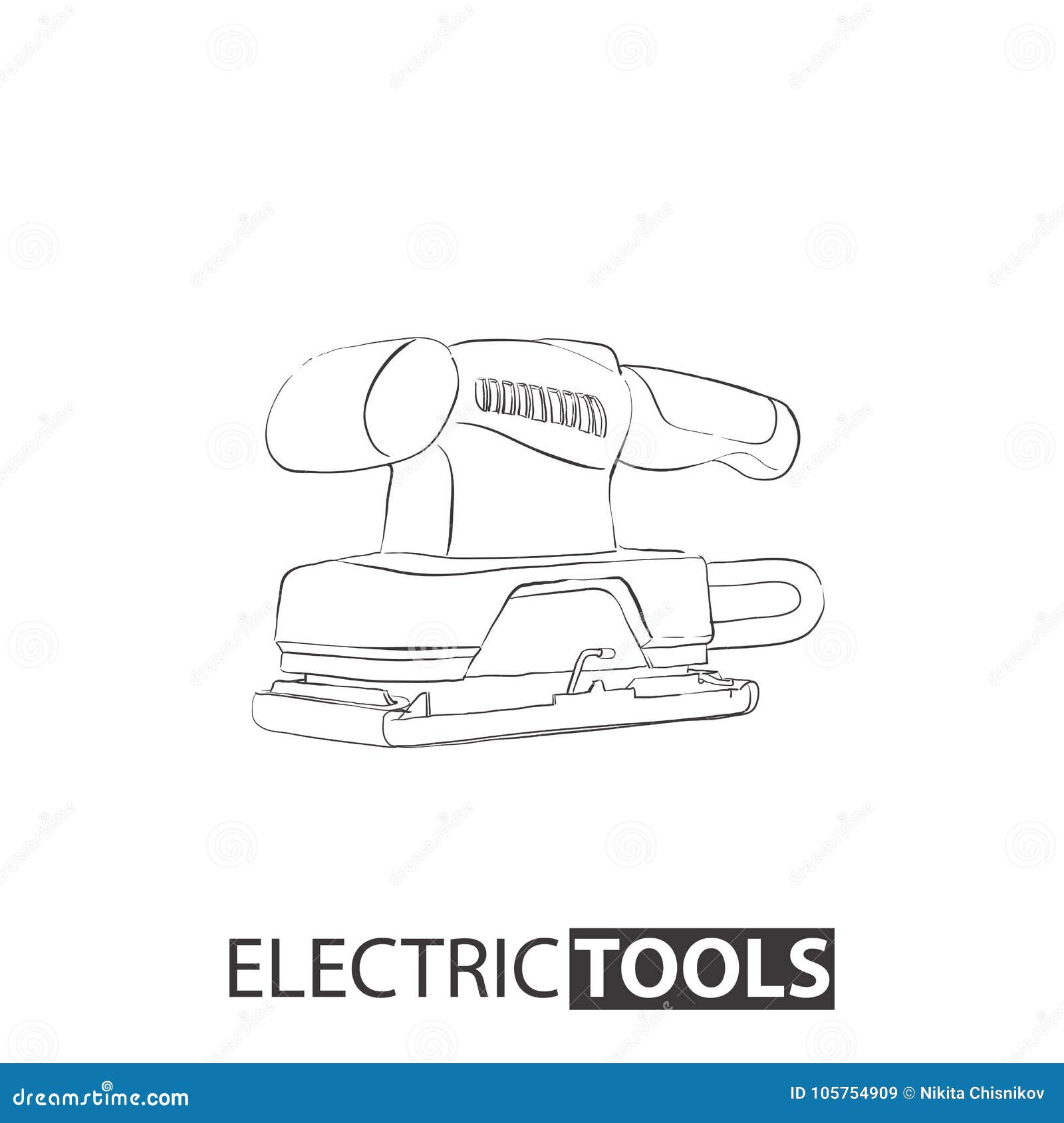 Hand Drawn Vibration Sander Cartoon Vector | CartoonDealer.com #105754909