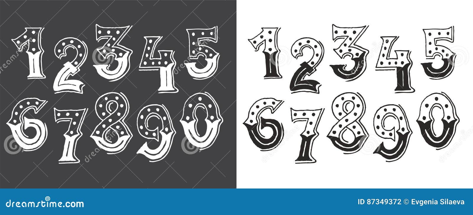 Hand Drawn Victorian Design Typography Number Stock Vector ...
