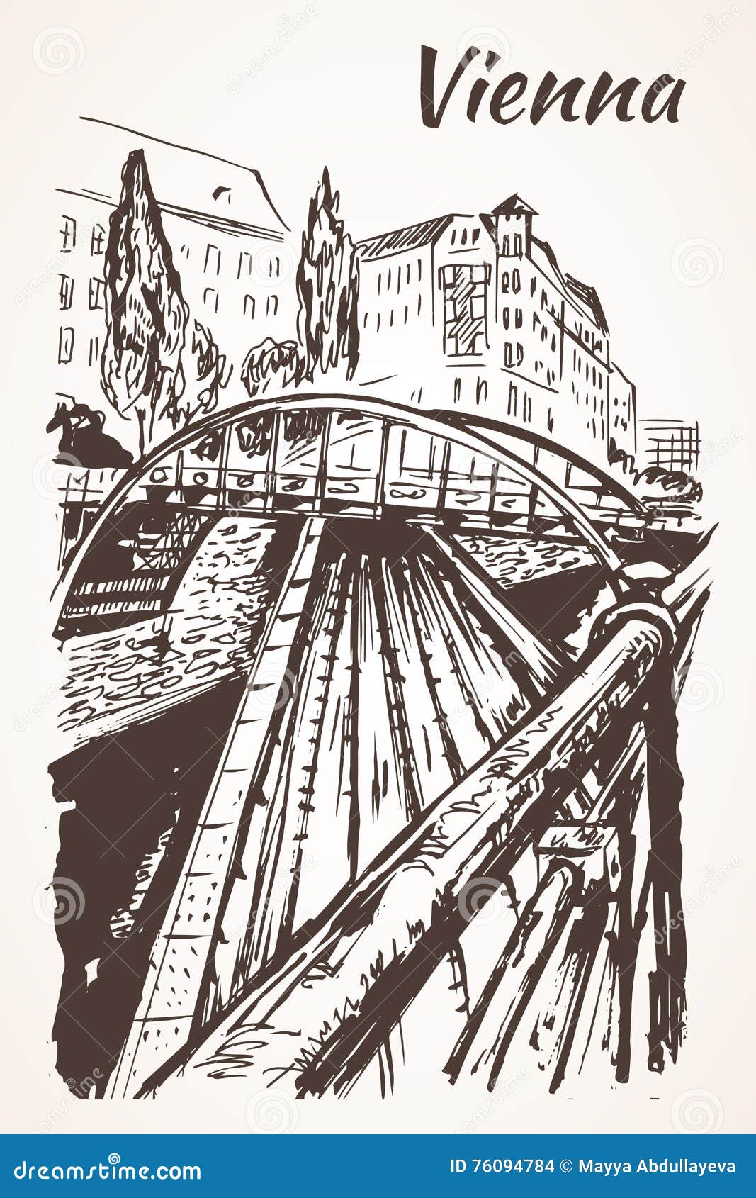 Hand Drawn Vienna Bridges, Train Roads Stock Vector - Illustration of ...