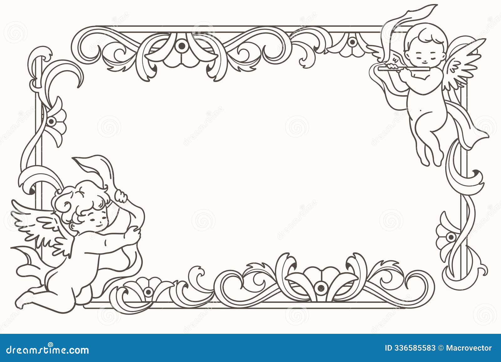 Hand Drawn Vintage Angels Frame Stock Illustration - Illustration of ...