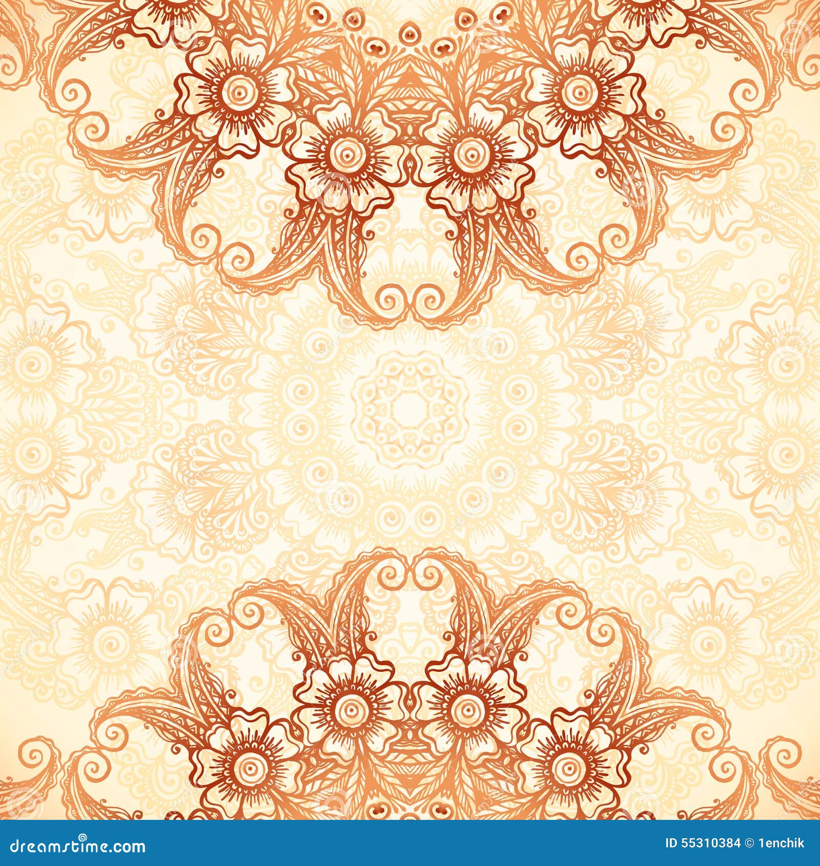 Hand-drawn Vintage Background in Mehndi Style Stock Vector ...