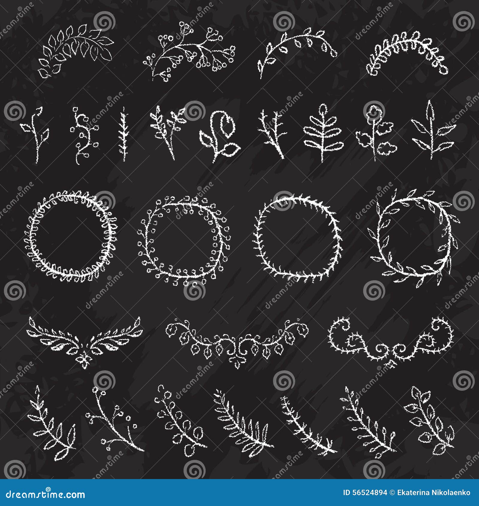 Hand Drawn Vintage Chalkboard Nature Vector Elements. Stock Vector ... Hand Drawn Vintage Chalkboard Nature Vector Elements. Stock Vector ...
