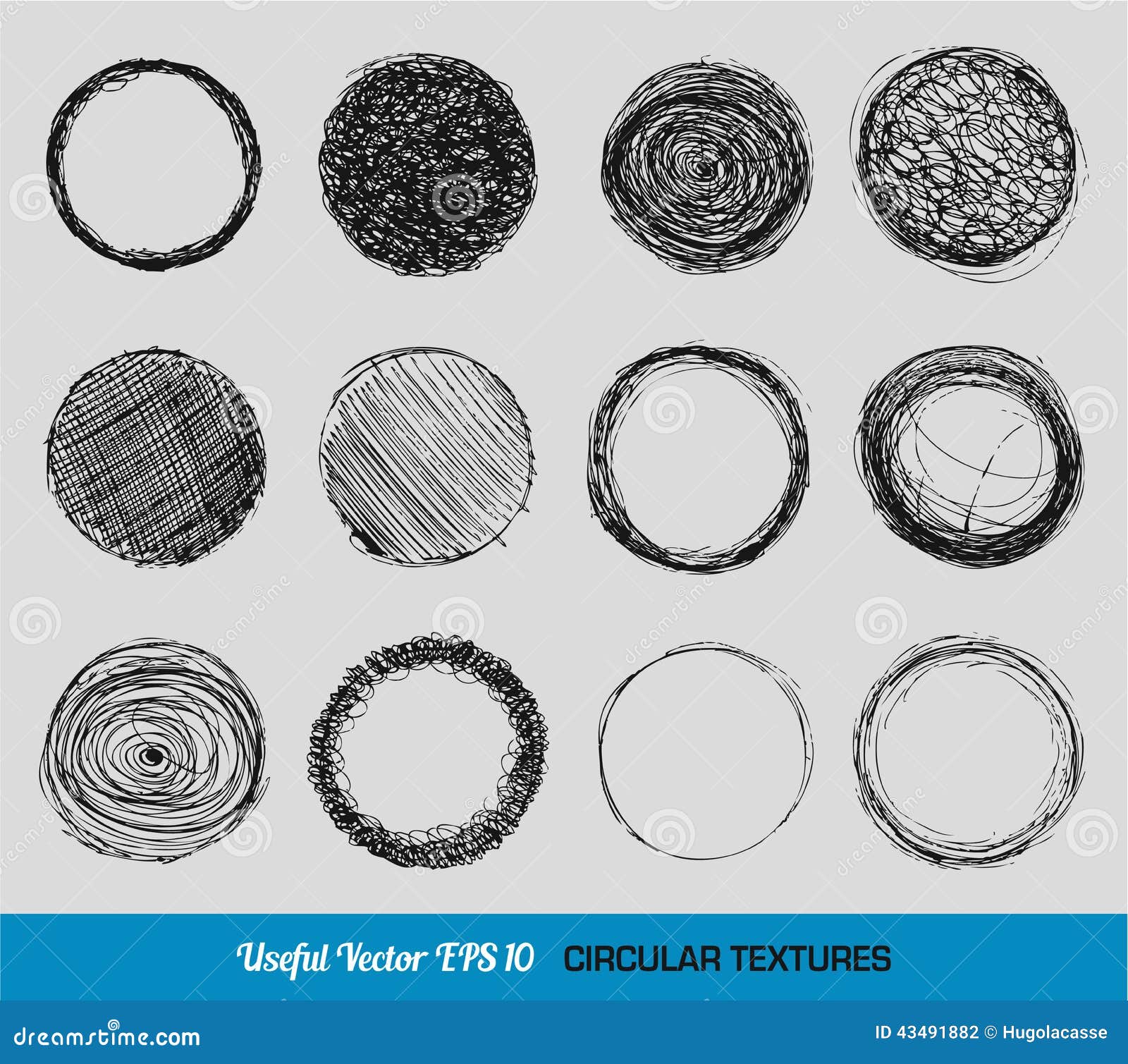 Hand Drawn Vintage Circular Textures Vector Illustration ...
