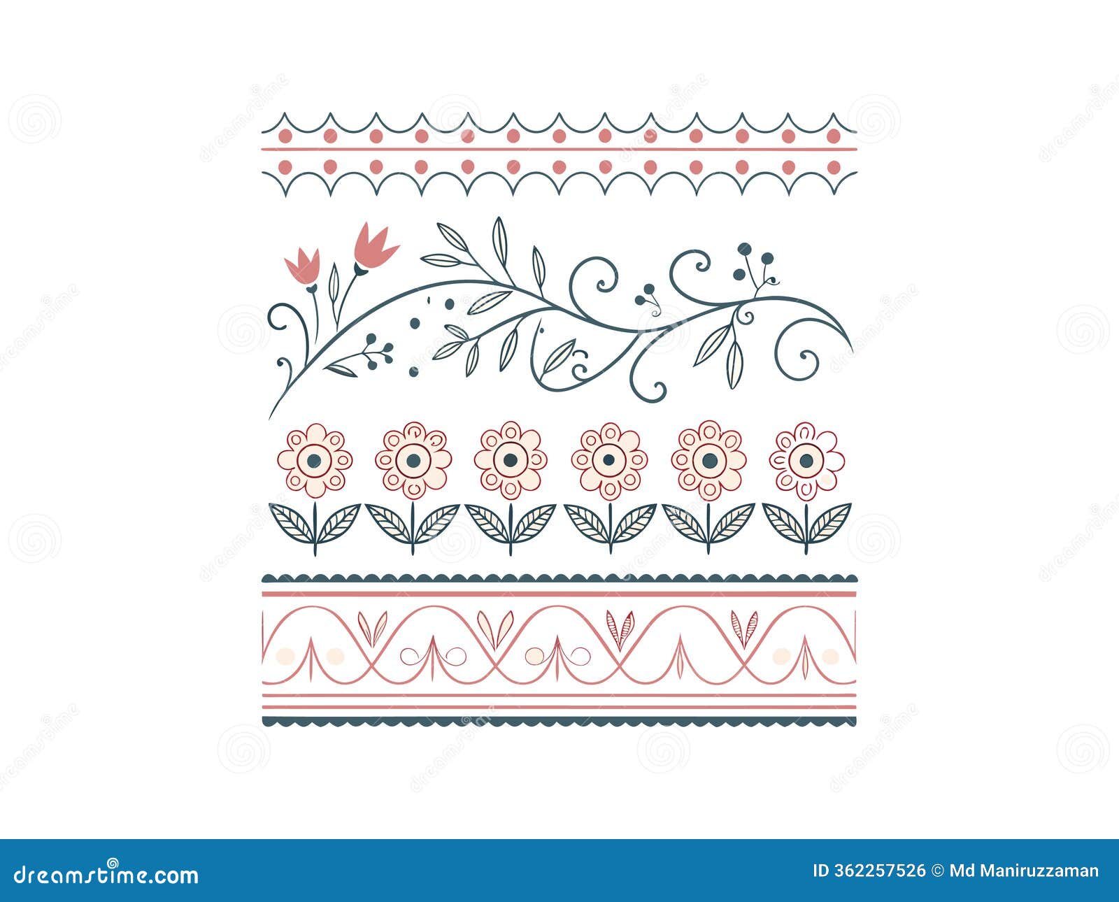 Hand Drawn Vintage and Floral Border for Different Design Purpose Stock ...
