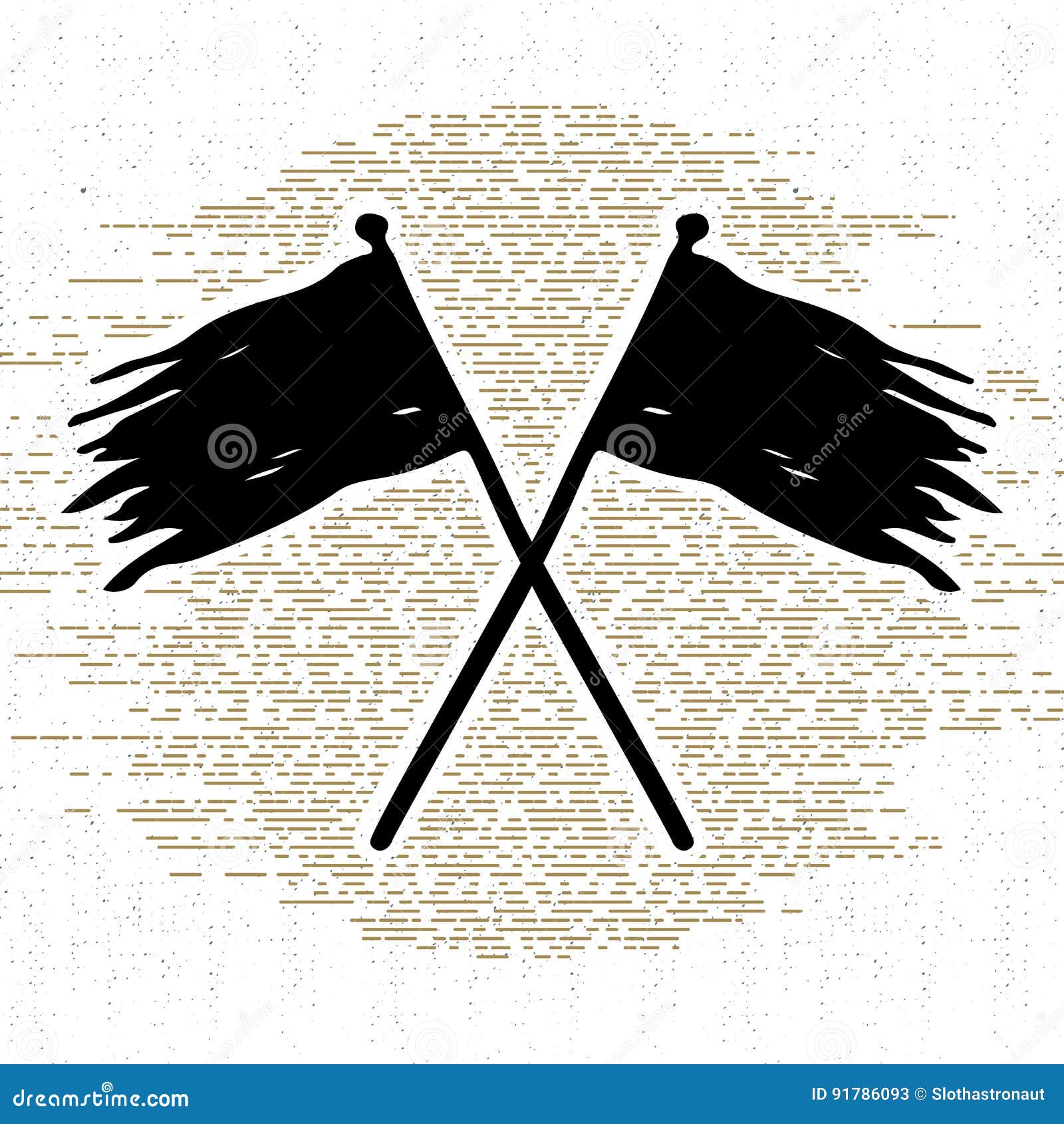 Hand Drawn Vintage Icon with a Textured Crossed Flags Vector ...