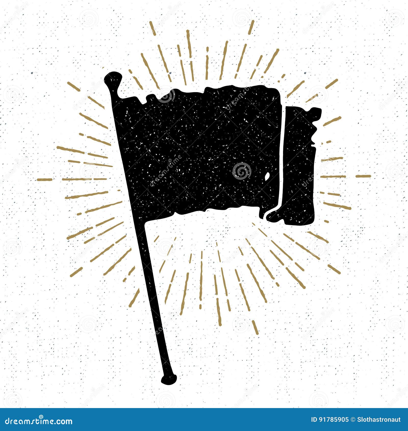 Hand Drawn Vintage Icon with a Textured Flag Vector Illustration Stock ...