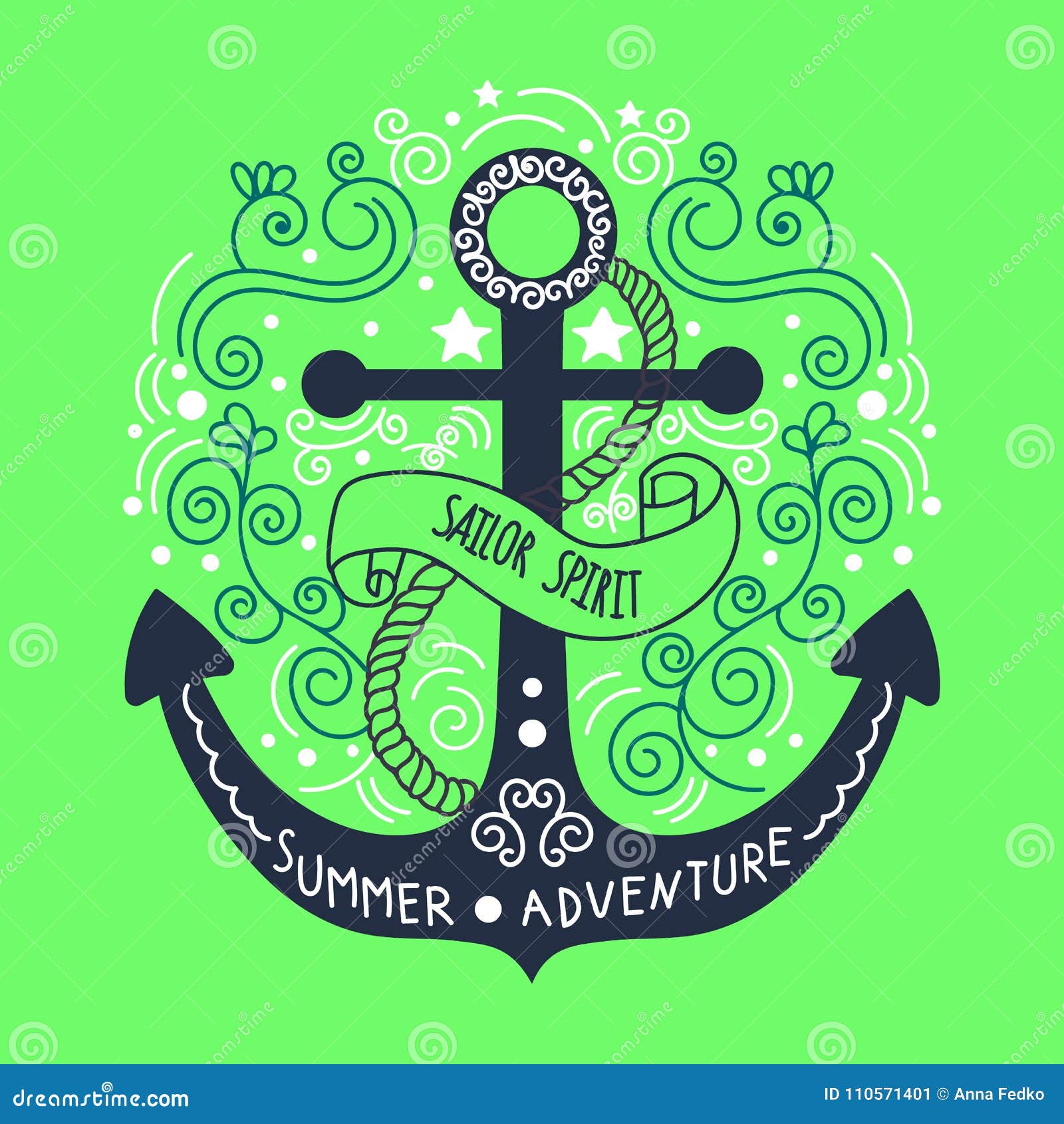 Hand Drawn Vintage Label with an Anchor and Lettering Stock Vector ...
