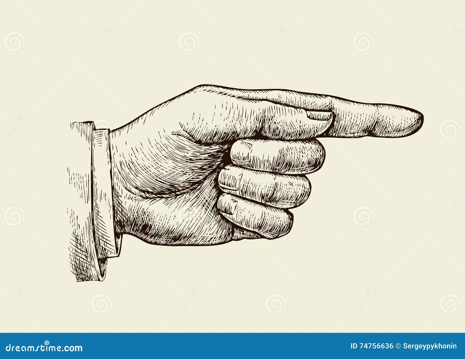 Hand Drawn Vintage . Retro Sketch Index Finger. Vector Illustration ...