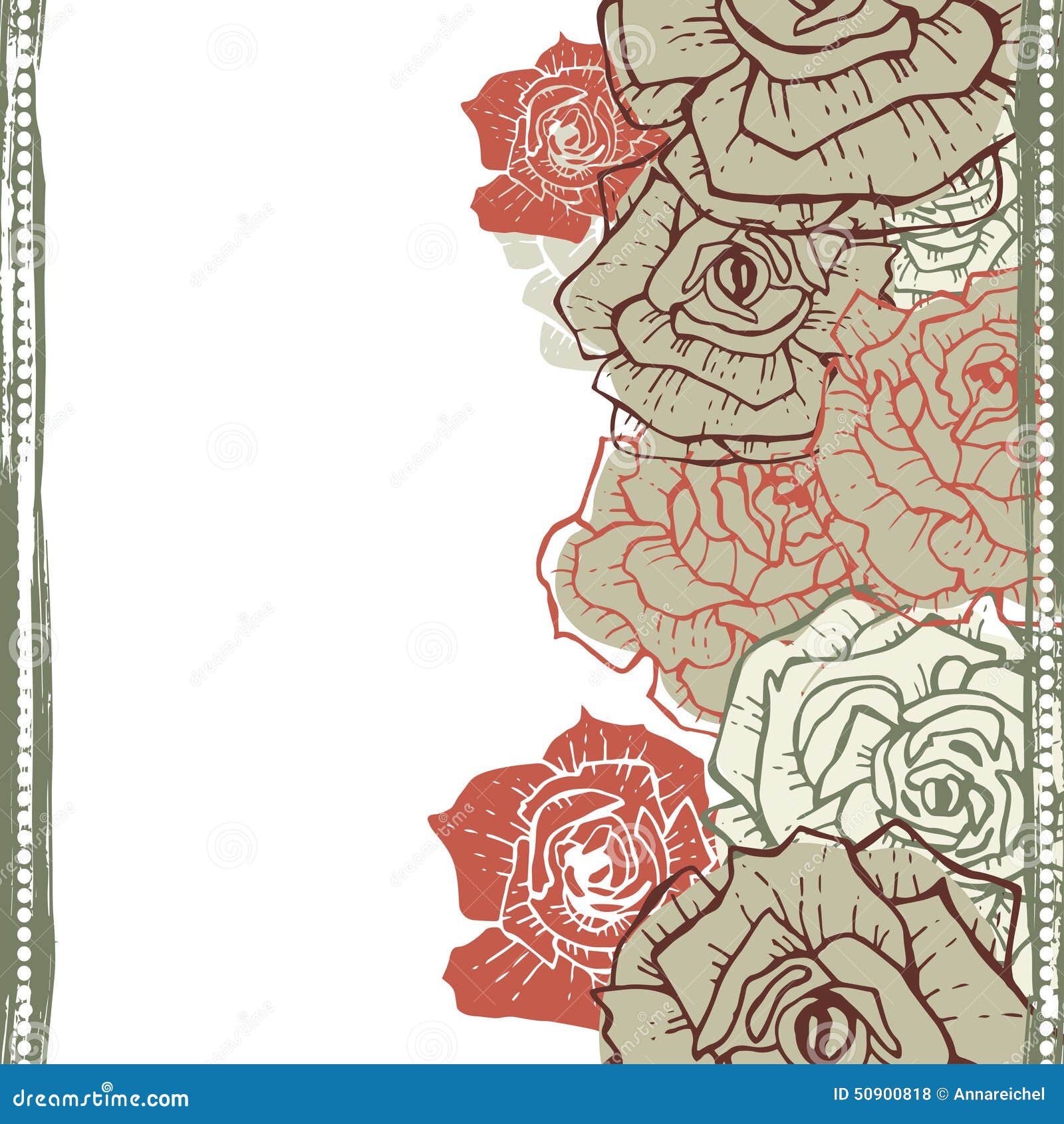 Hand Drawn Vintage Roses Seamless Border Stock Vector - Illustration of ...