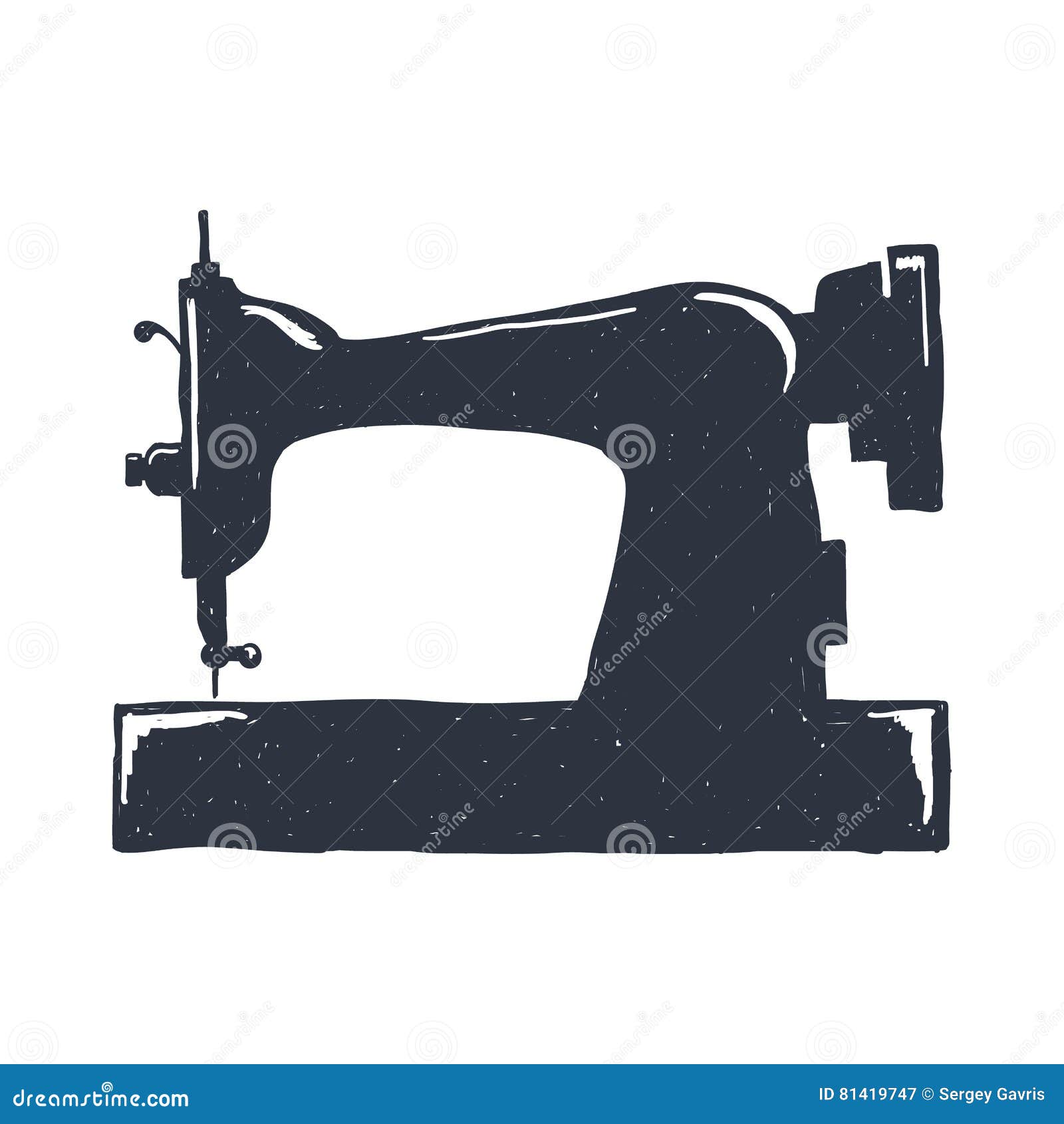 Hand Drawn Vintage Sewing Machine Sketch Style Vector Illustration T