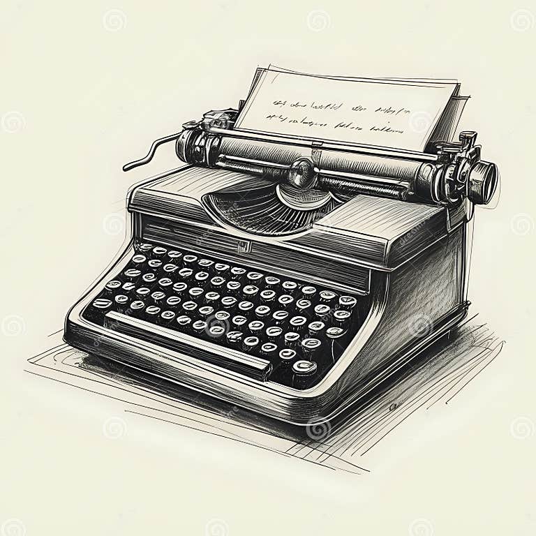 Hand Drawn Vintage Typewriter Sketch Publishing - Generated by Ai Stock ...