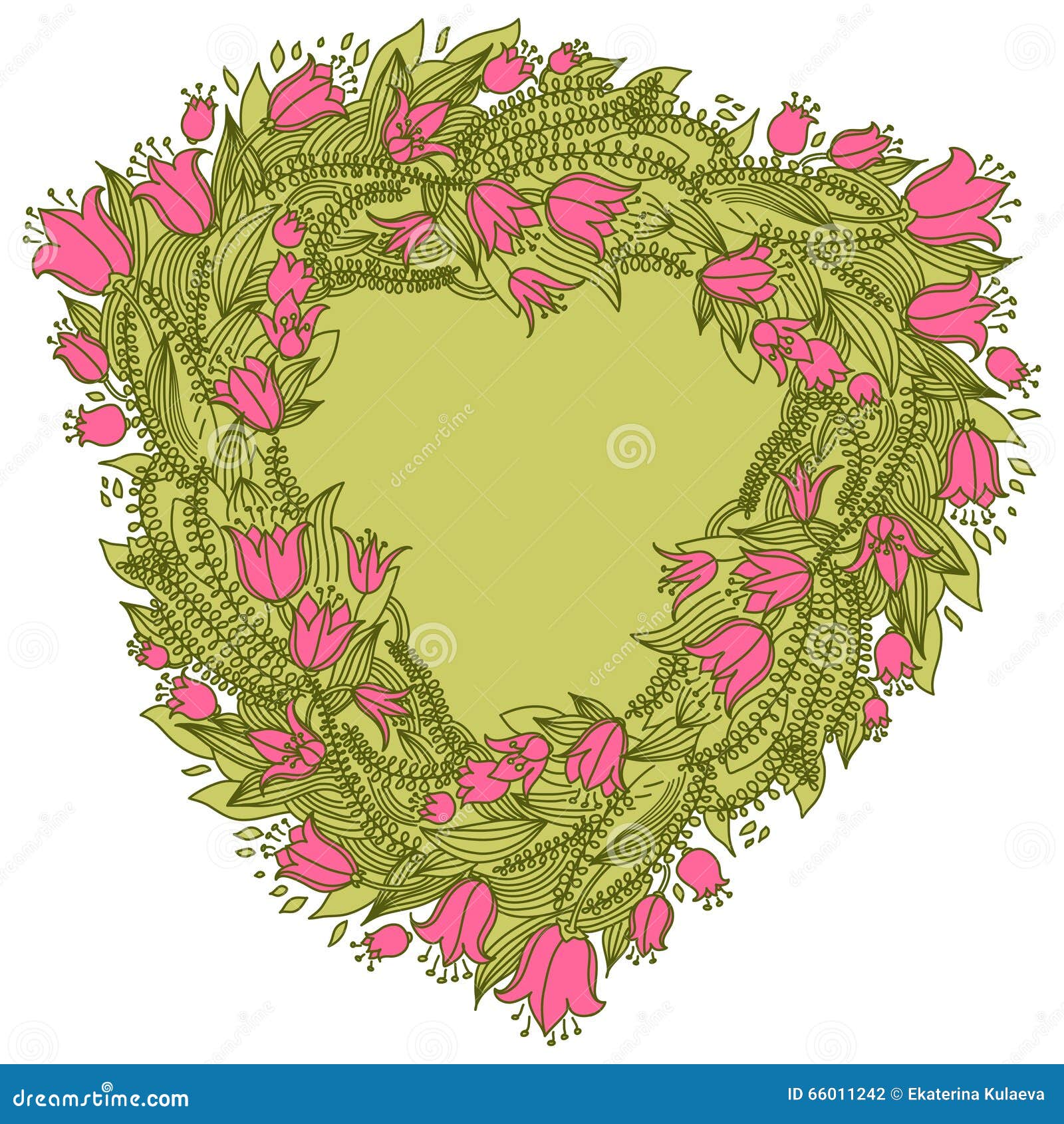 Hand Drawn Vintage Wreath with Flowers Stock Vector - Illustration of ...