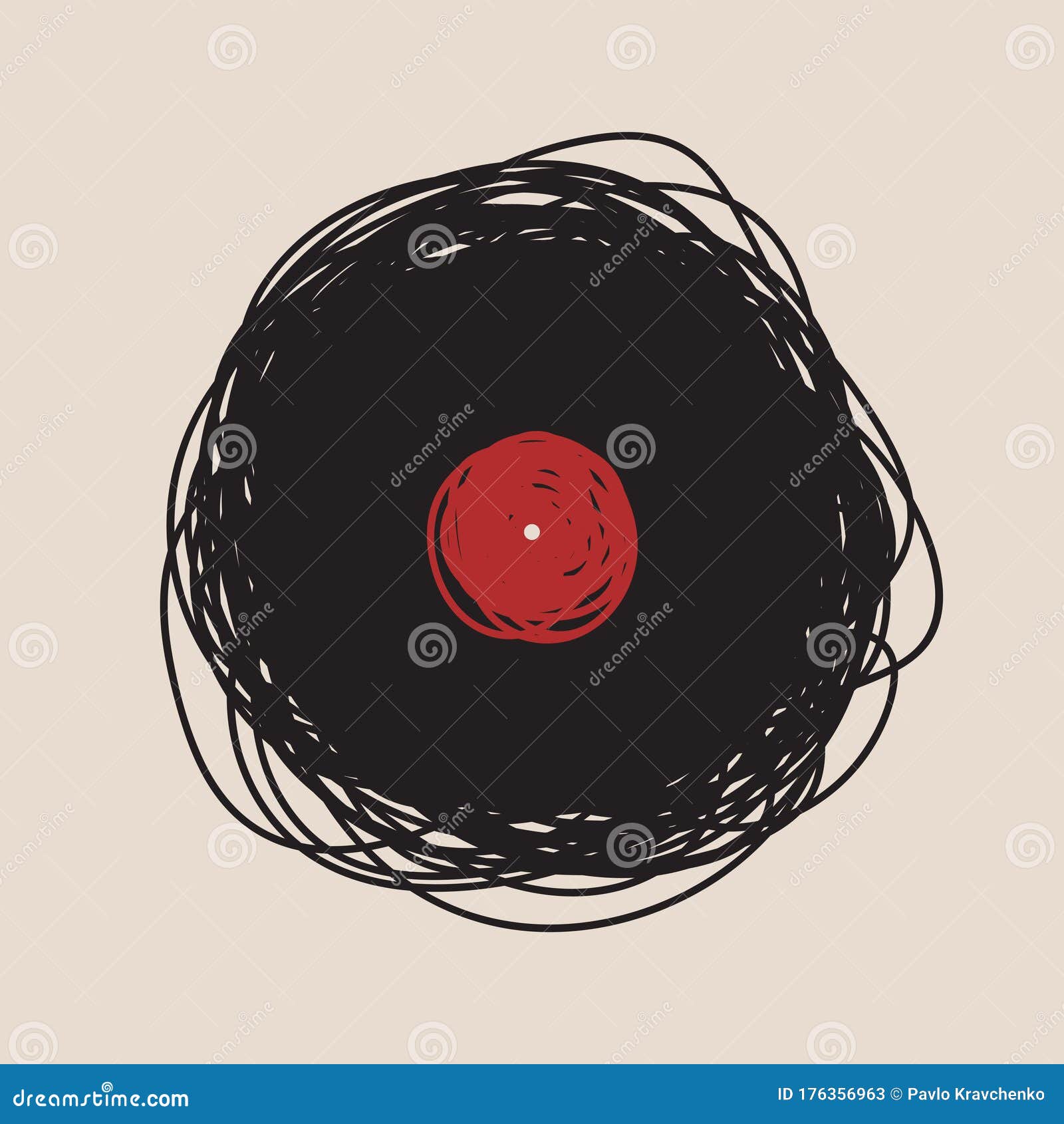 Hand Drawn Vinyl Disc Logo Concept. Vector Illustration. Stock Vector - Illustration of ...