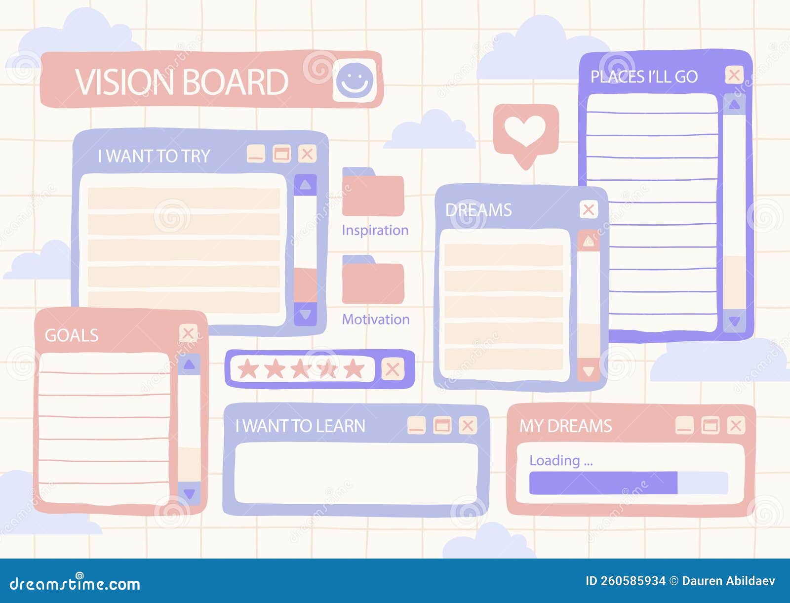 Hand Drawn Vision Board Illustration Vector Illustration. Stock Vector ...