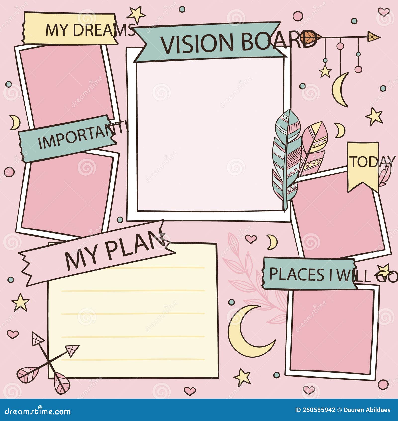 Hand Drawn Vision Board Illustration Vector Illustration. Stock Vector ...