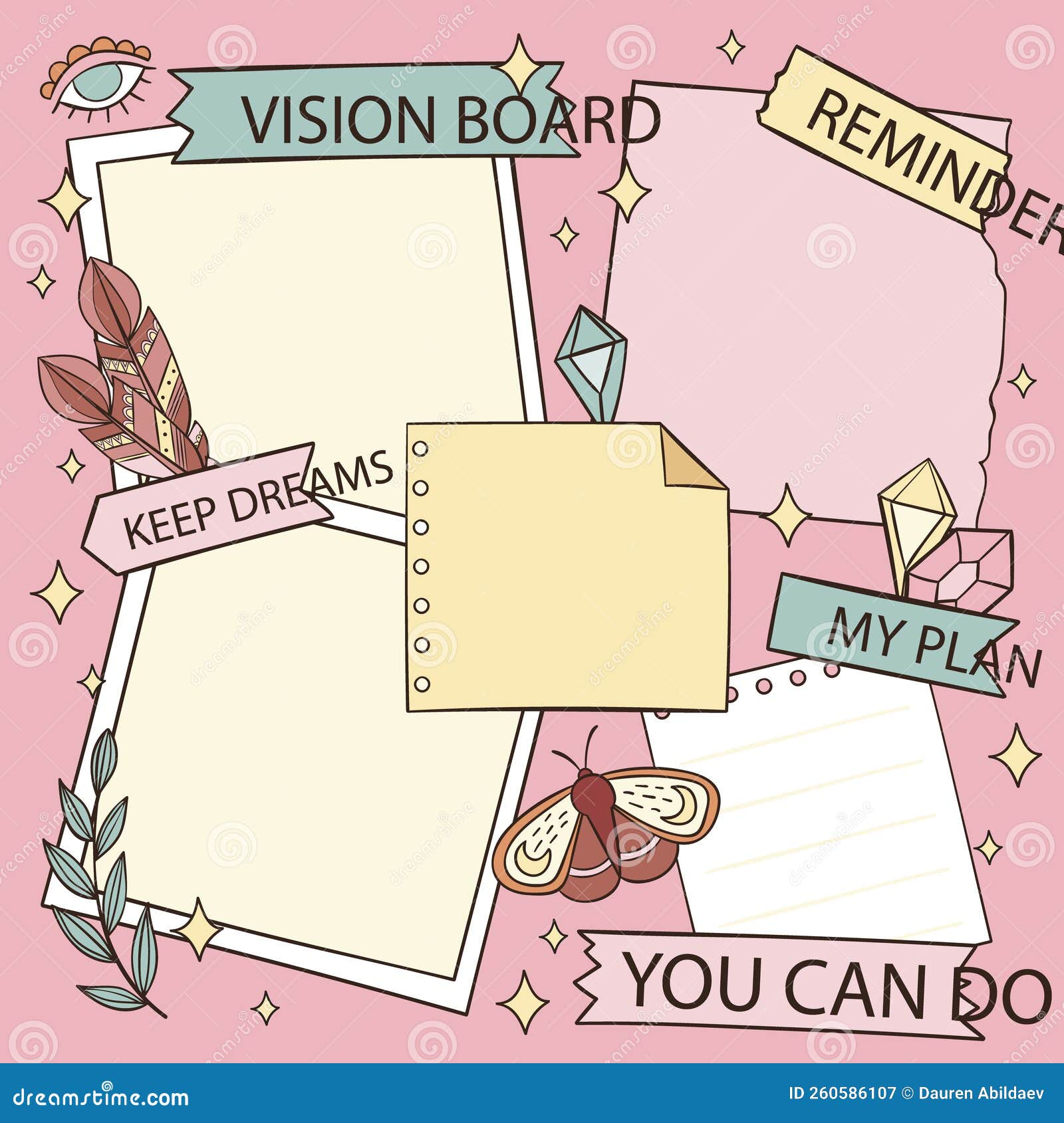 Hand Drawn Vision Board Illustration Vector Illustration. Stock Vector ...