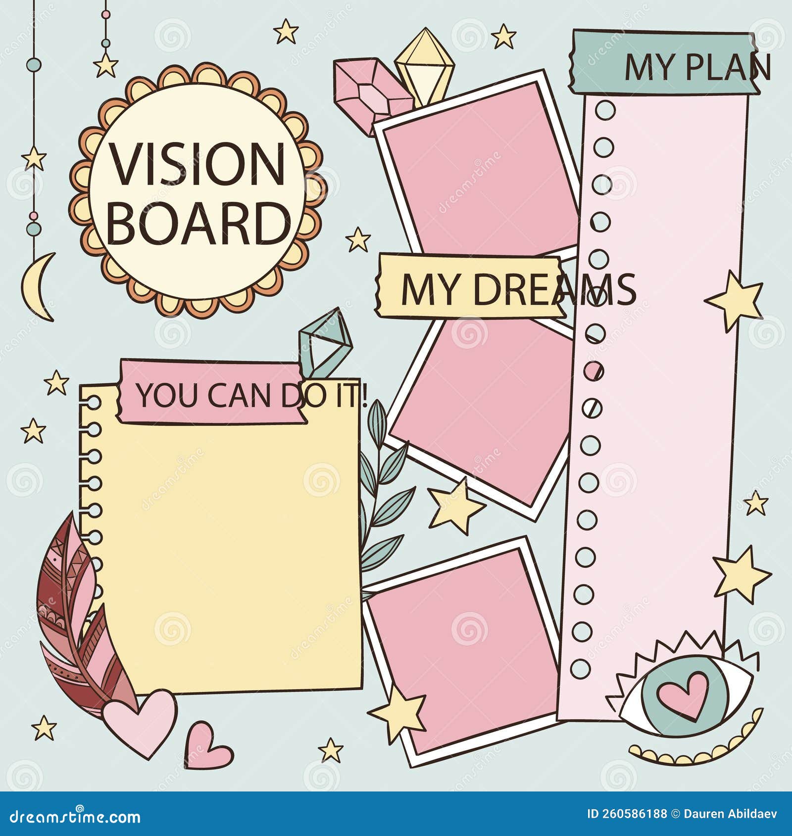 Hand Drawn Vision Board Illustration Vector Illustration. Stock Vector ...