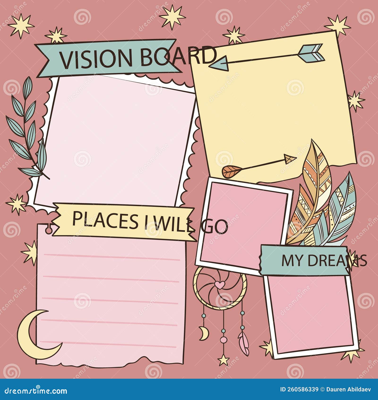 Hand Drawn Vision Board Illustration Vector Illustration. Stock Vector ...