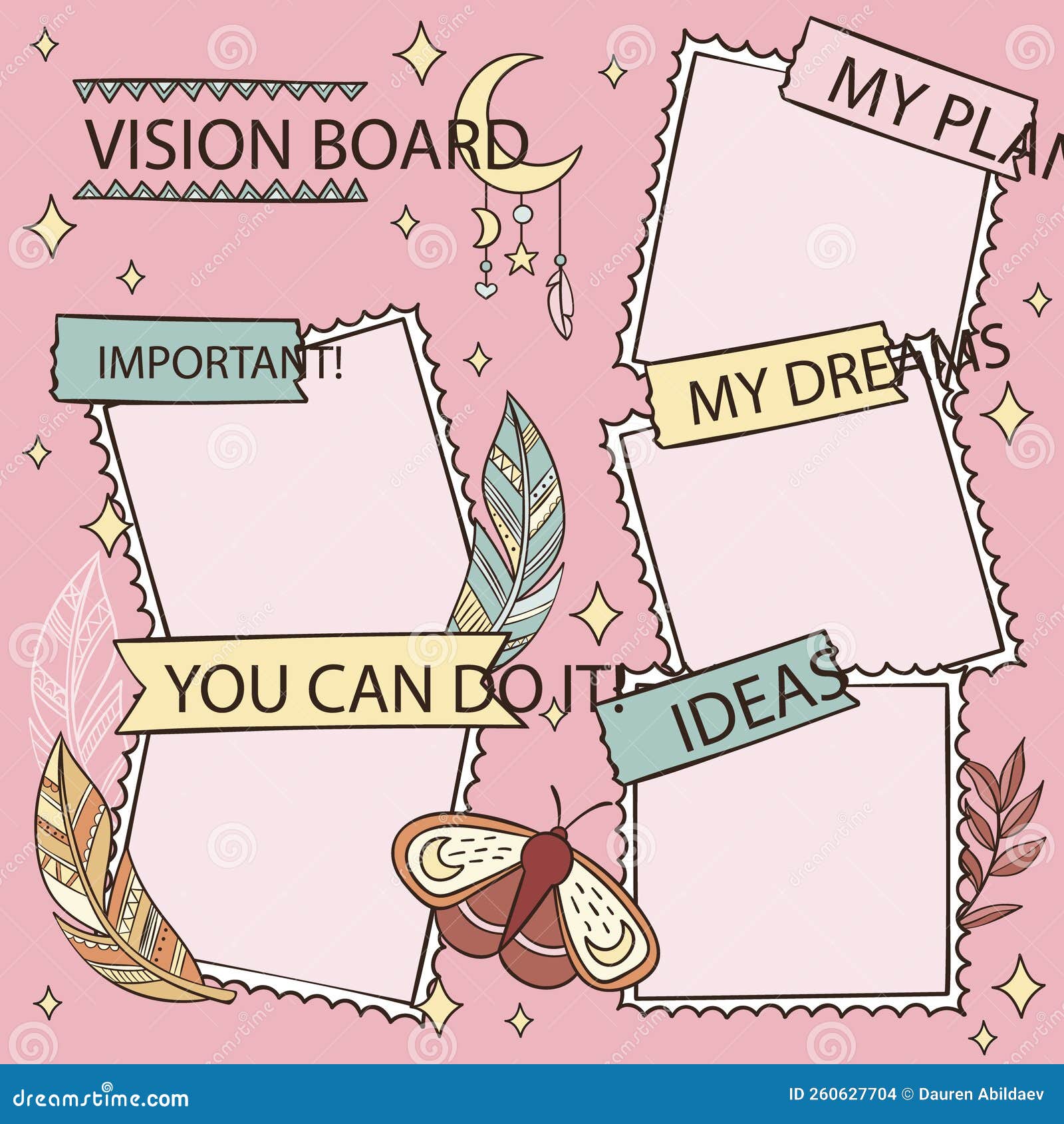 Hand Drawn Vision Board Illustration Vector Illustration. Stock ...
