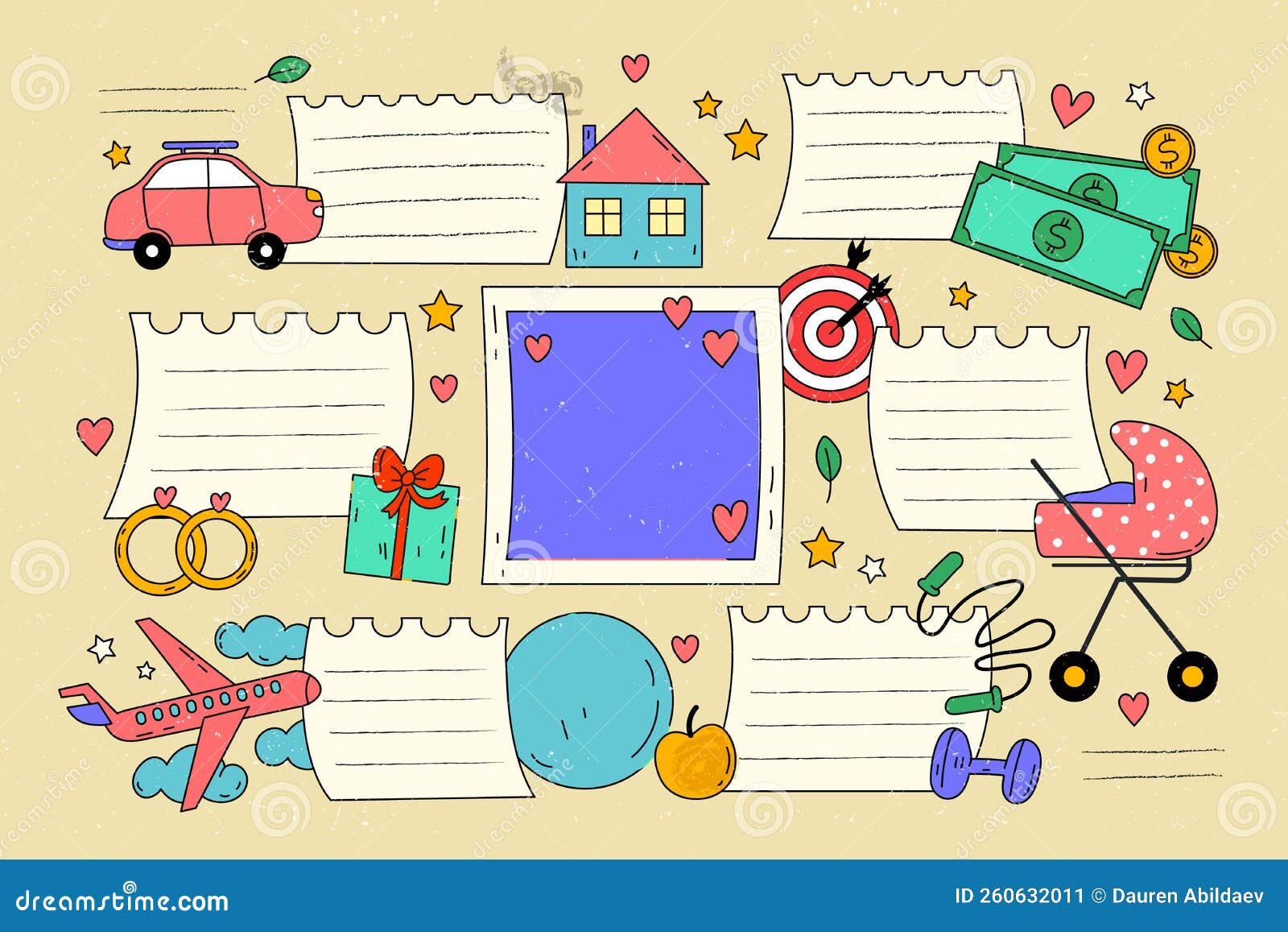 Hand Drawn Vision Board Illustration Vector Illustration. Stock Vector ...