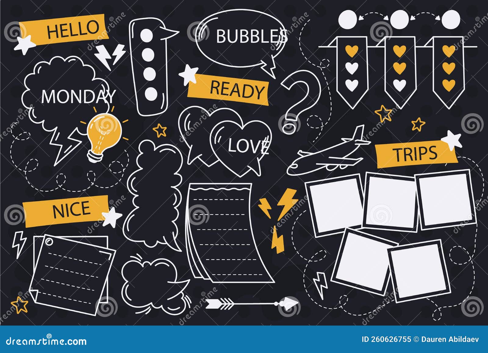 Hand Drawn Vision Board Vector Illustration. Stock Vector ...