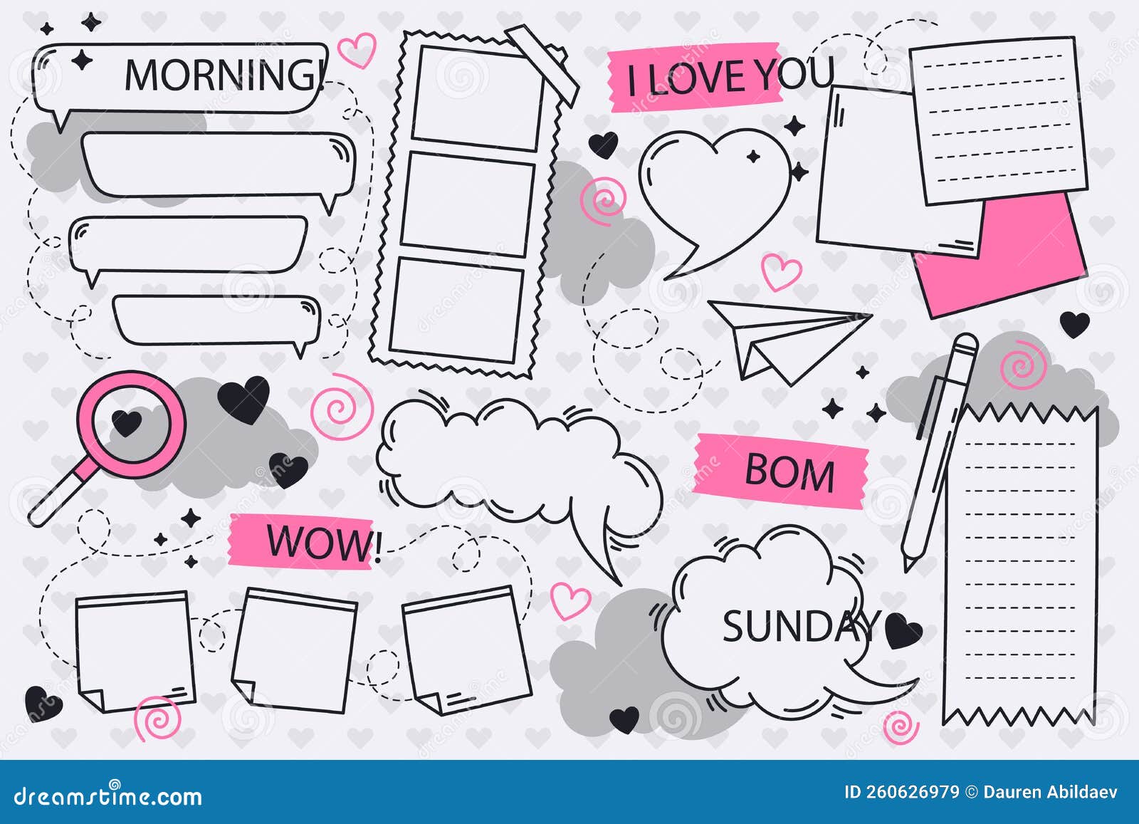 Hand Drawn Vision Board Vector Illustration. Stock Illustration ...