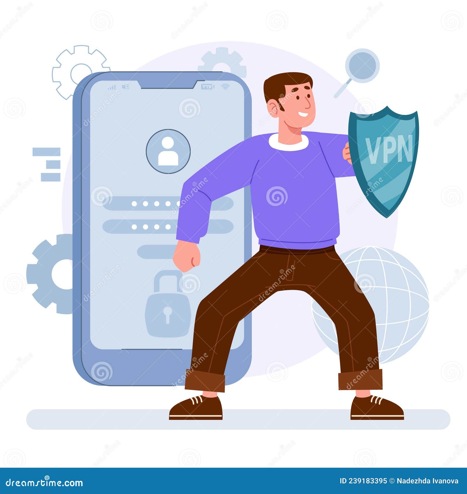 Hand Drawn Vpn Illustration Vector Illustration. Stock Vector ...