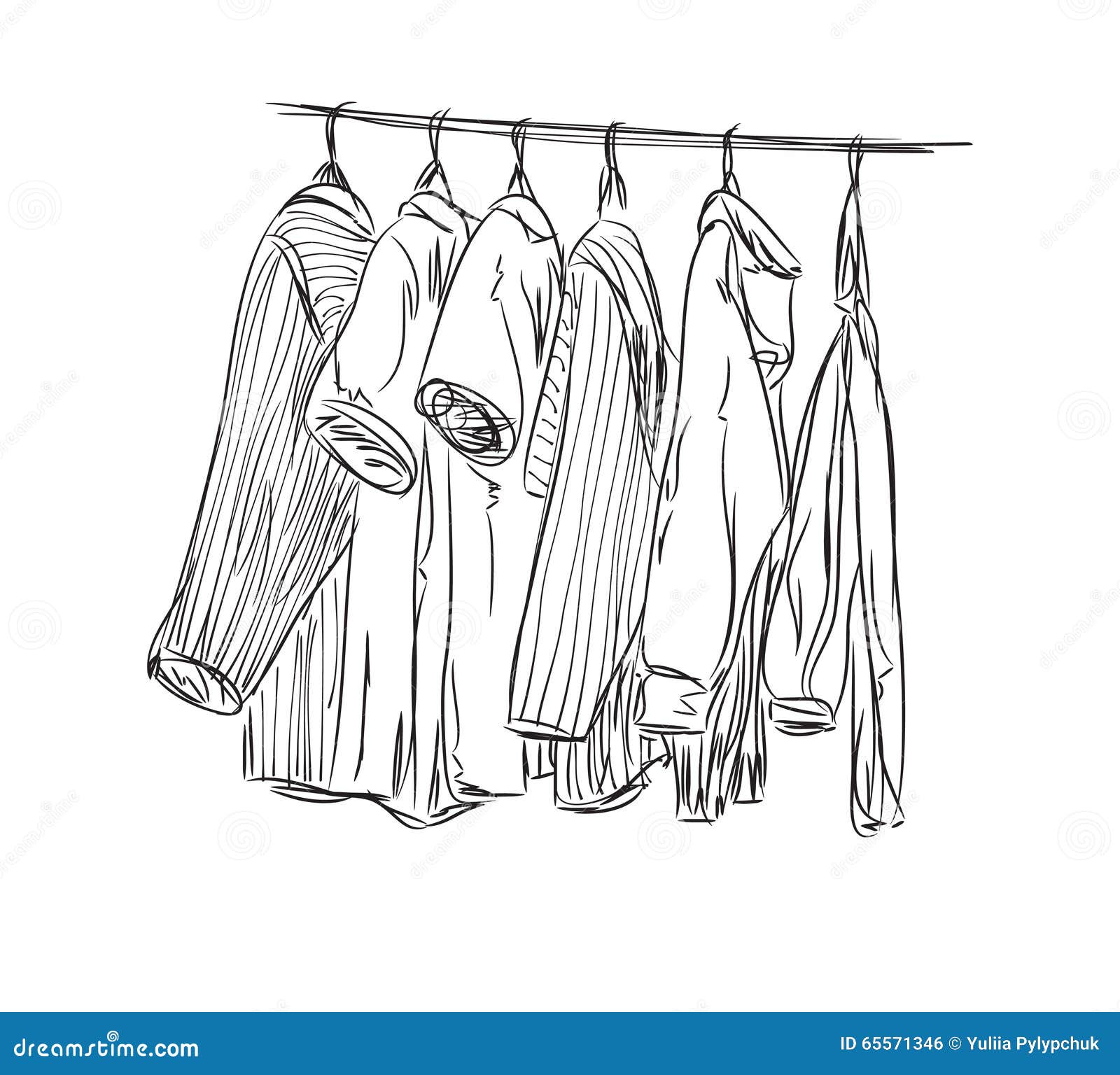 Hand Drawn Wardrobe Sketch. Stock Vector - Illustration of cloth ...