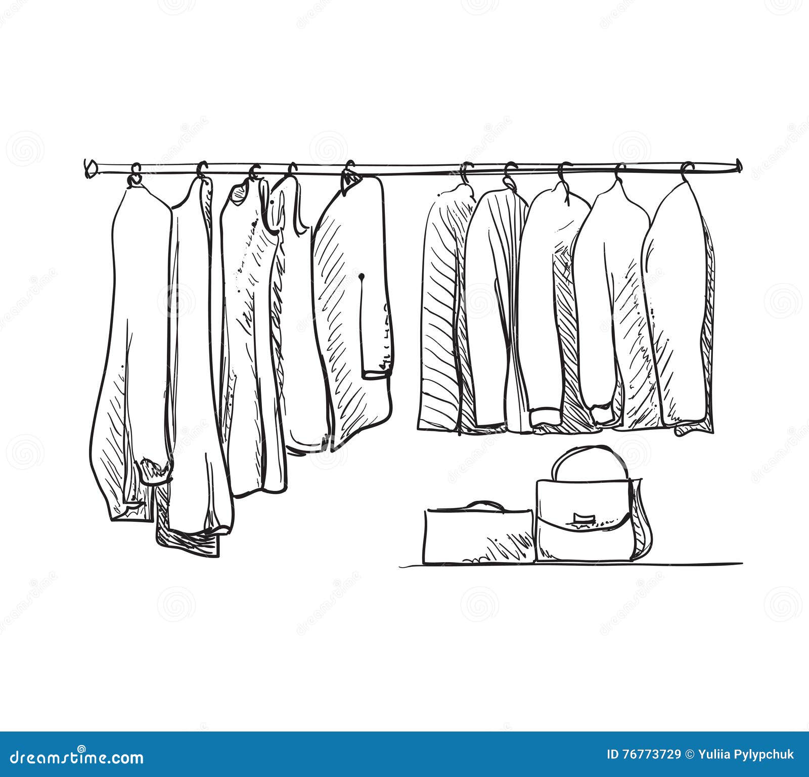 Hand Drawn Wardrobe Sketch. Clothes. Stock Vector - Illustration of ...