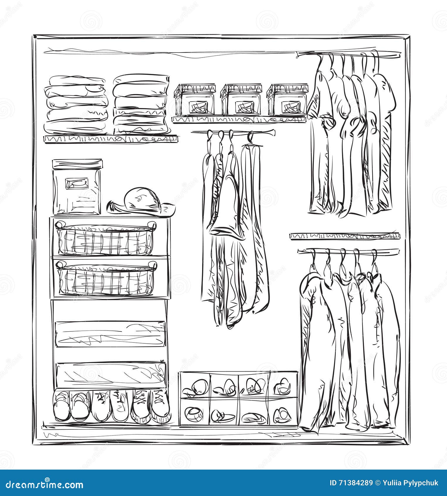 Hand Drawn Wardrobe Sketch. Clothes. Stock Vector - Illustration of ...