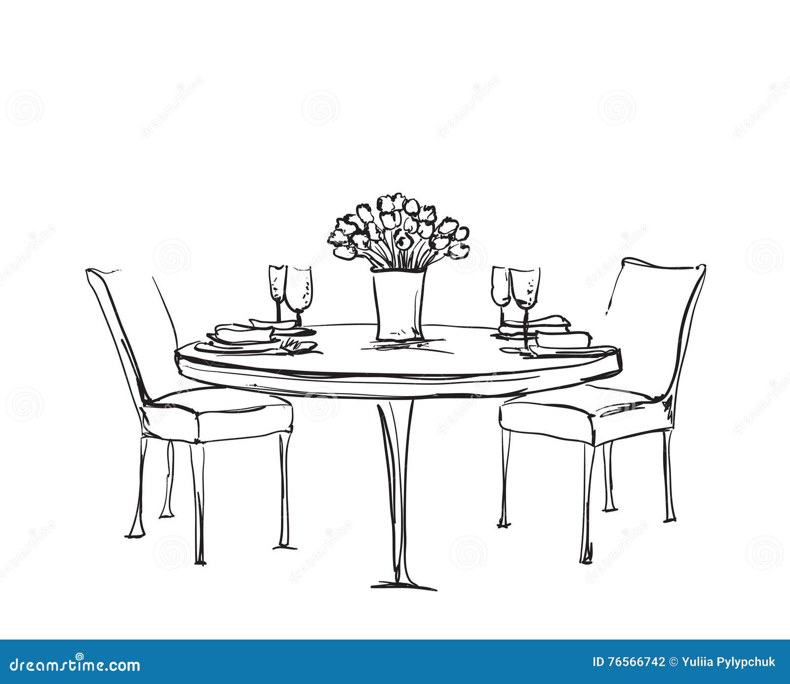 Hand Drawn Wares. Romantic Dinner for Two Stock Vector - Illustration ...