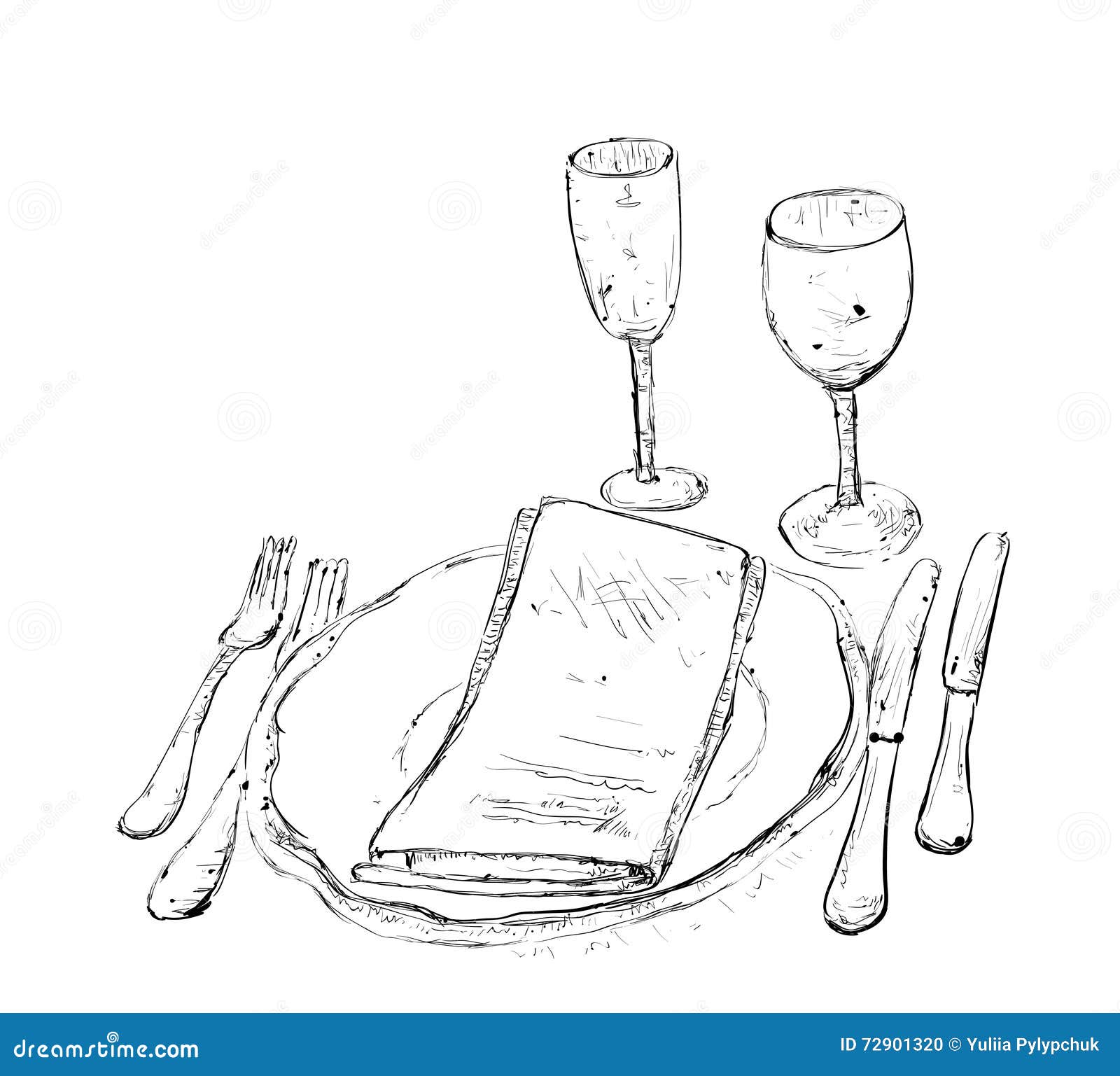 Hand Drawn Wares. Romantic Dinner Stock Vector - Illustration of ...