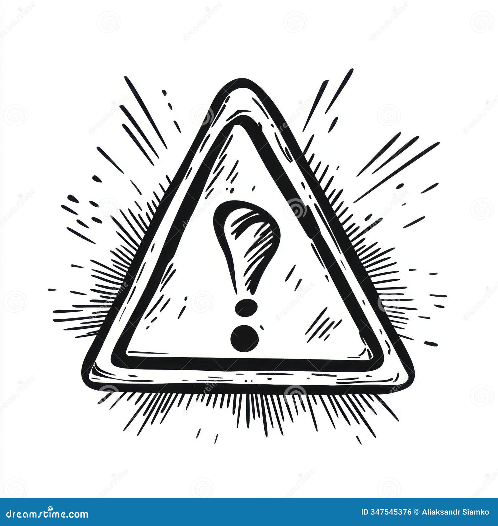 Hand-drawn Warning Sign with an Exclamation Mark Illustration Stock ...