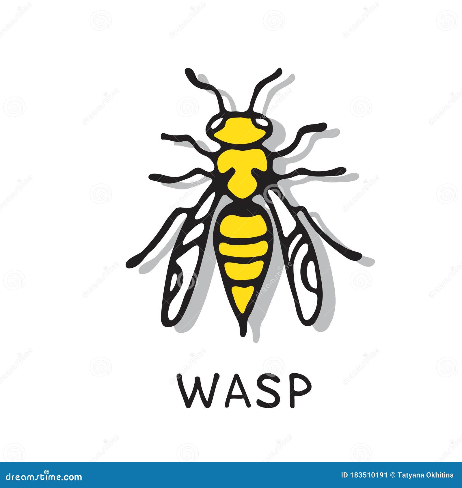 Wasp-08 stock vector. Illustration of flying, insect - 183510191