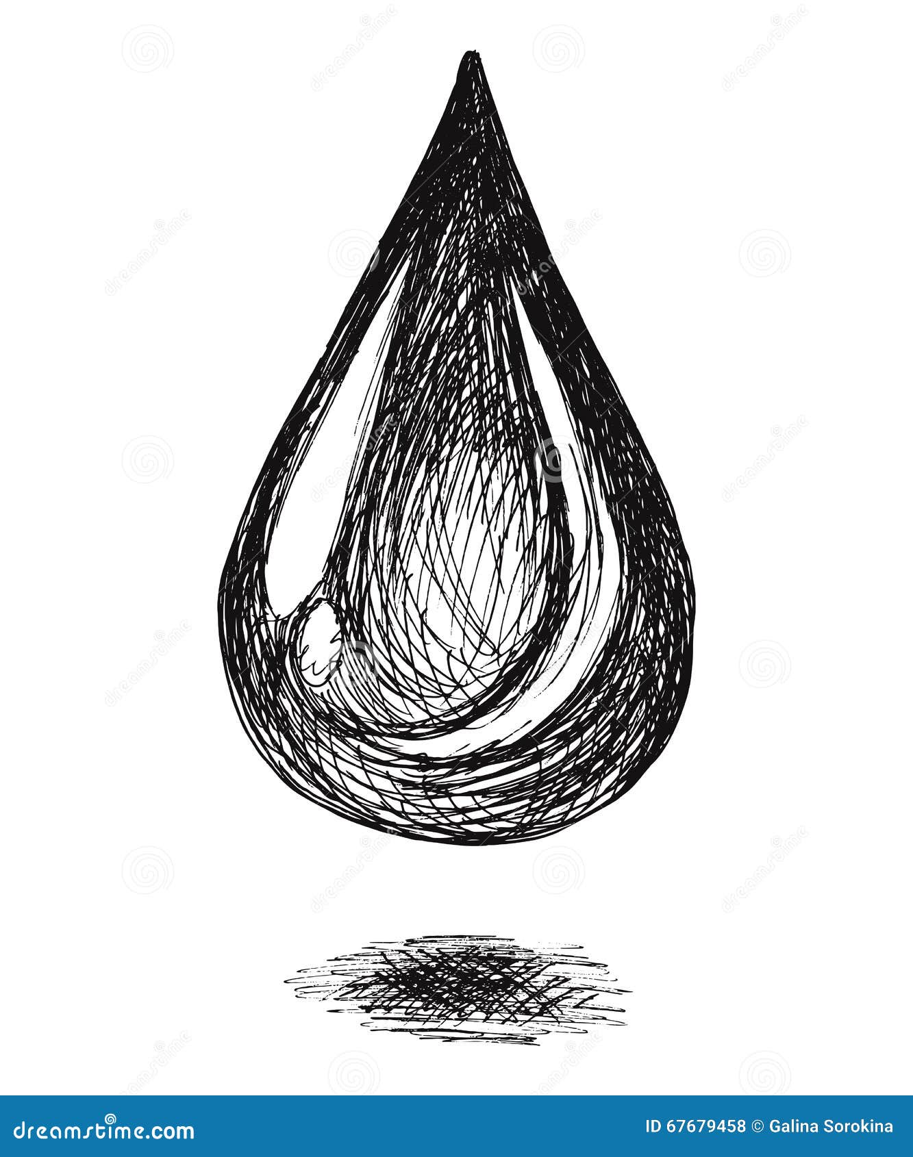 Hand Drawn Water or Milk Drip with Shadow Stock Vector - Illustration ...