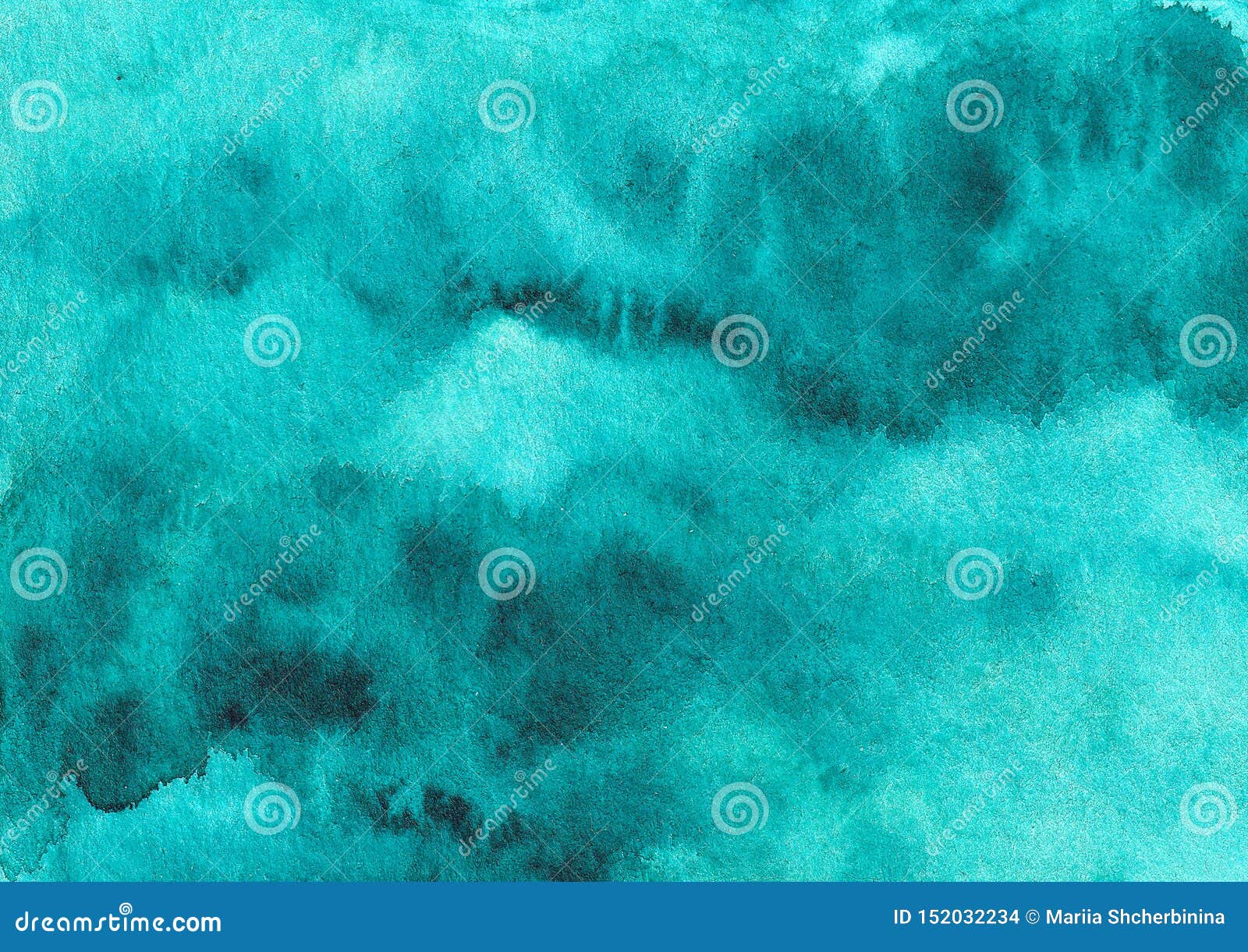 Hand Drawn Watercolor Abstract Turquoise Ink Background Stock Photo ...