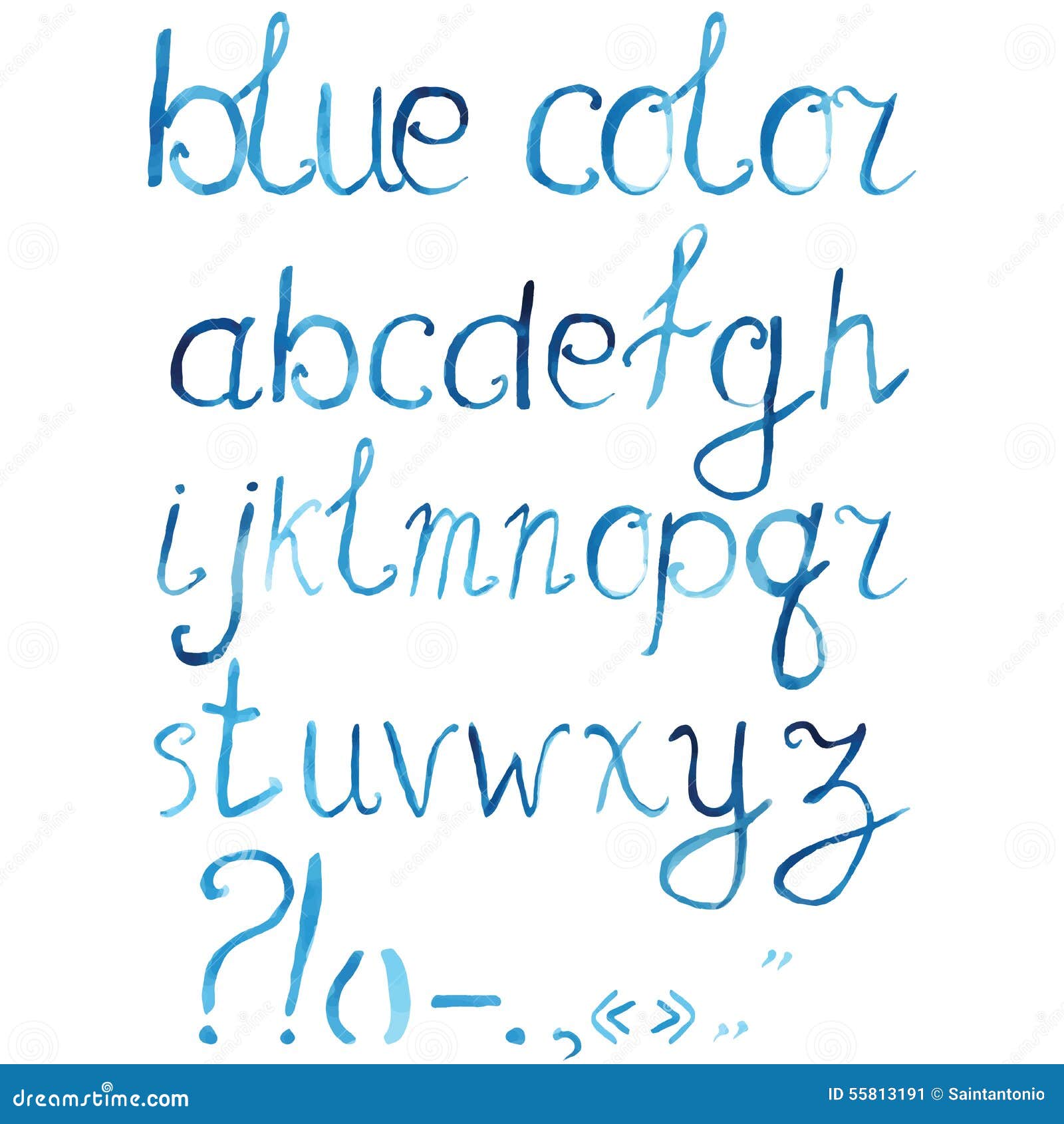 Hand Drawn Watercolor Artistic Font, Alphabet with Punctuation Marks ...
